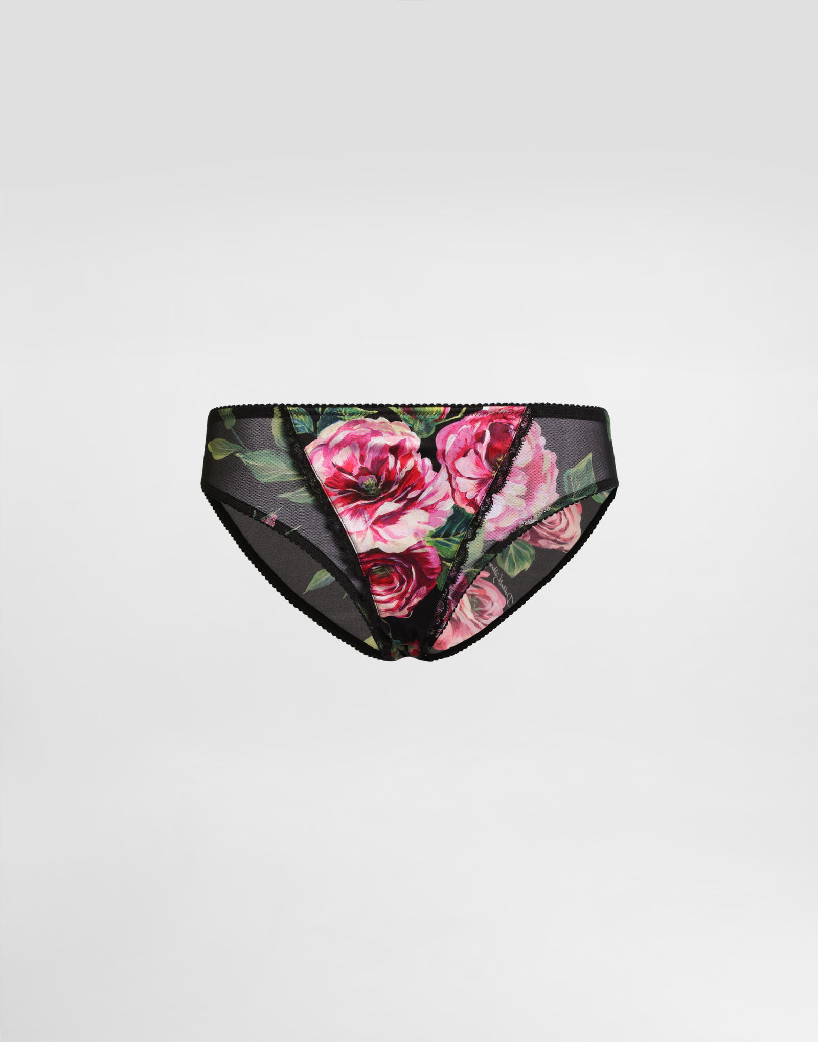 DOLCE & GABBANA Rose-print Satin And Tulle Panties | endource