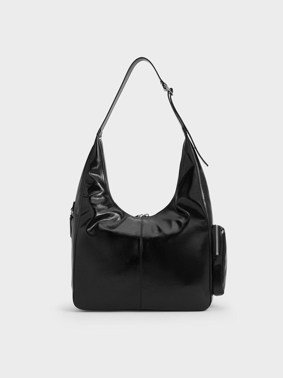 CHARLES & KEITH Thora Crinkle-Effect Multi-Pocket Hobo Bag | endource