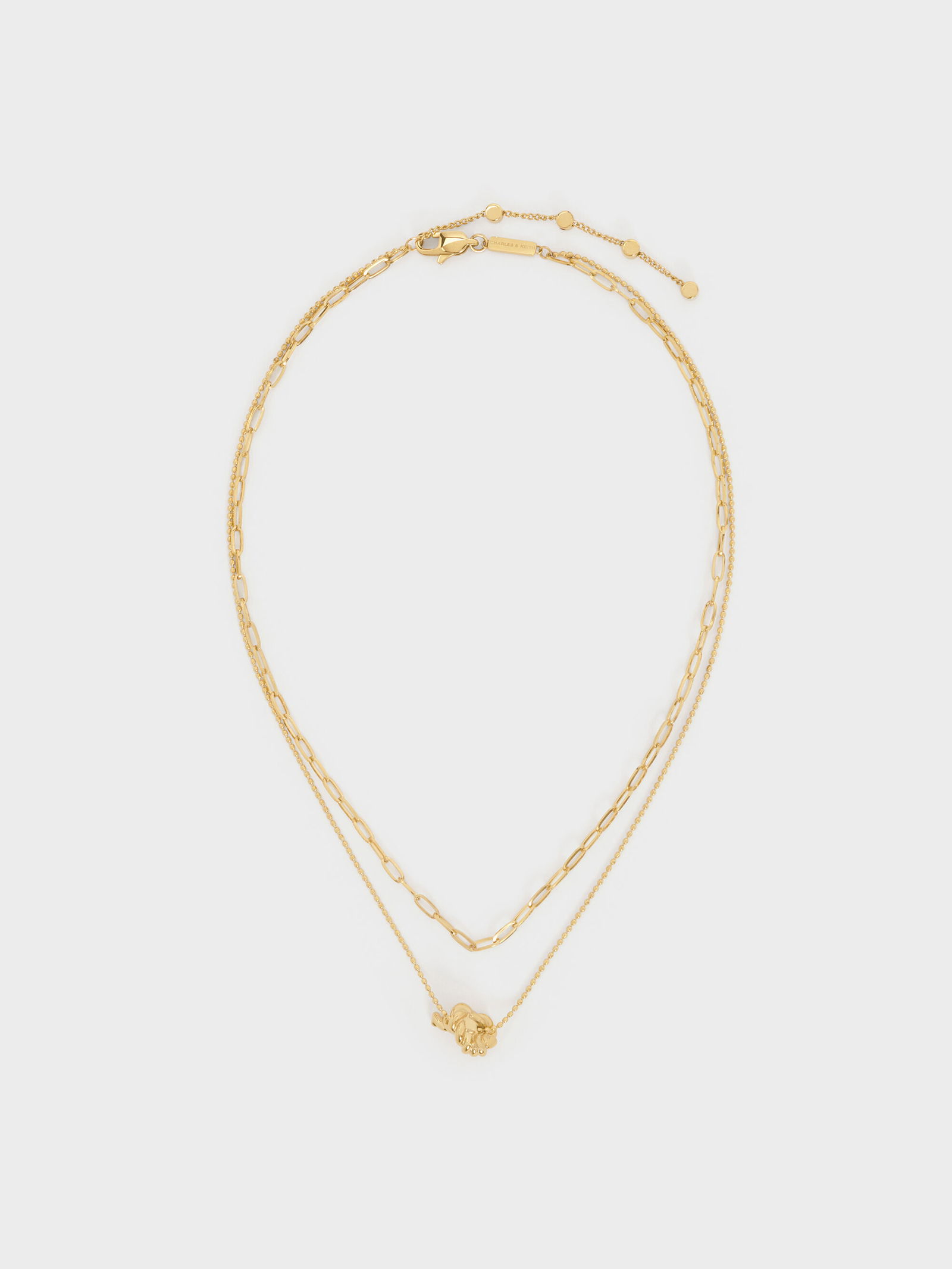 CHARLES & KEITH Sable Rope-Knot Double-Chain Necklace | endource