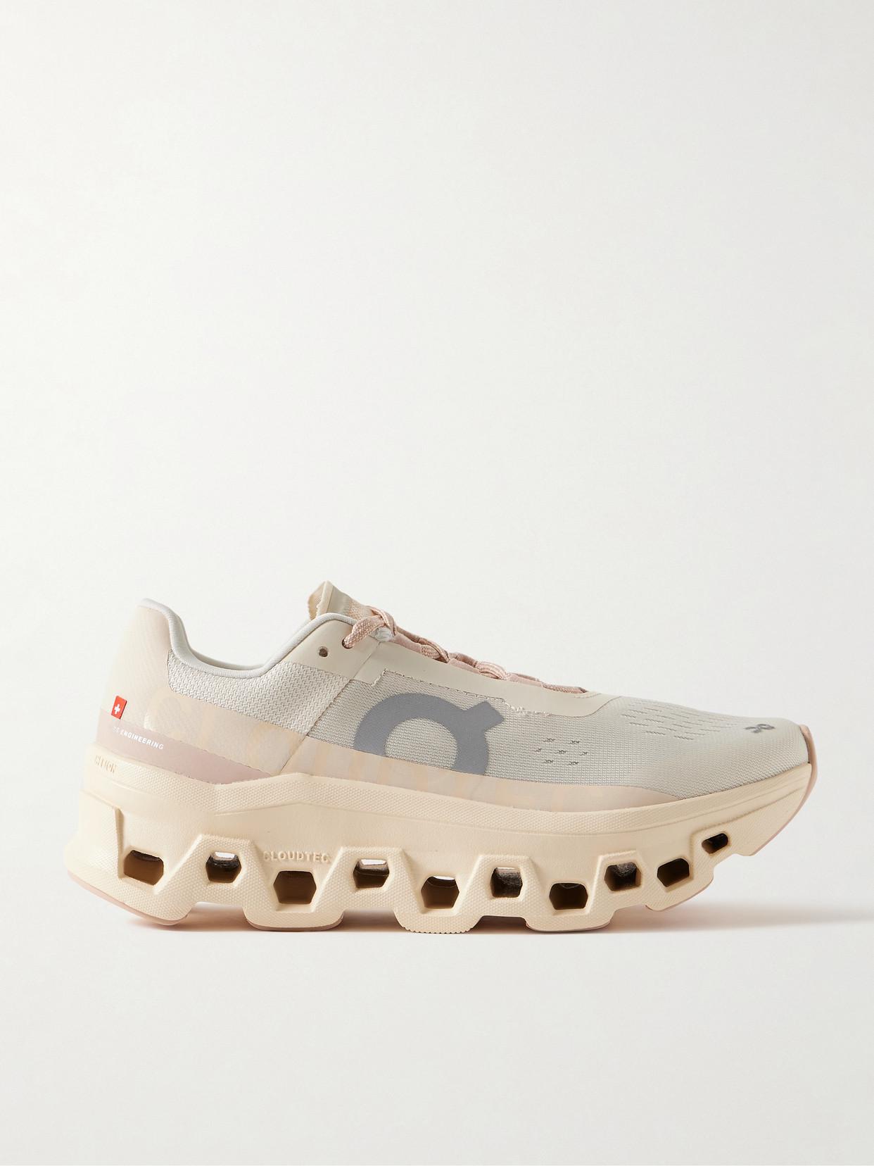ON-RUNNING Cloudmonster Rubber-Trimmed Mesh Sneakers in Pink | endource