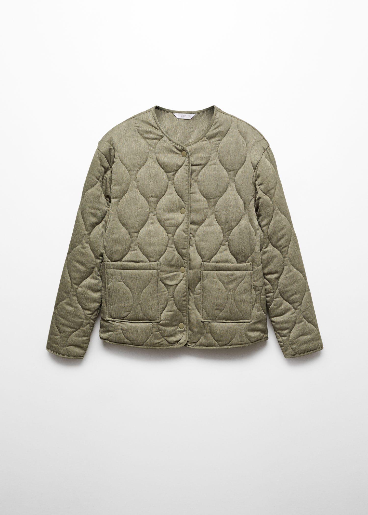 MANGO Quilted Jacket in Khaki | Endource