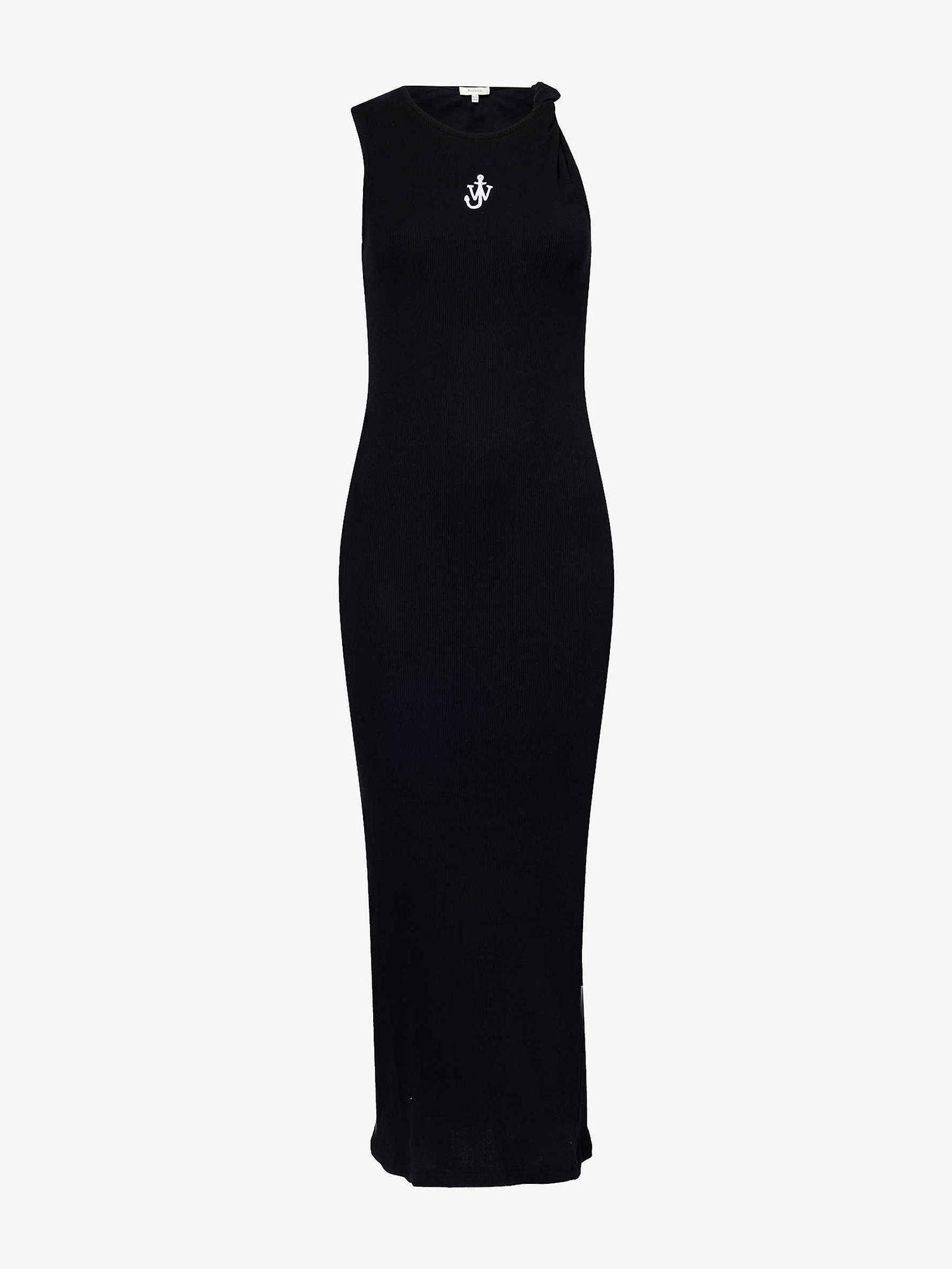 JW ANDERSON Anchor Embroidery Twisted-Strap Midi Dress | endource
