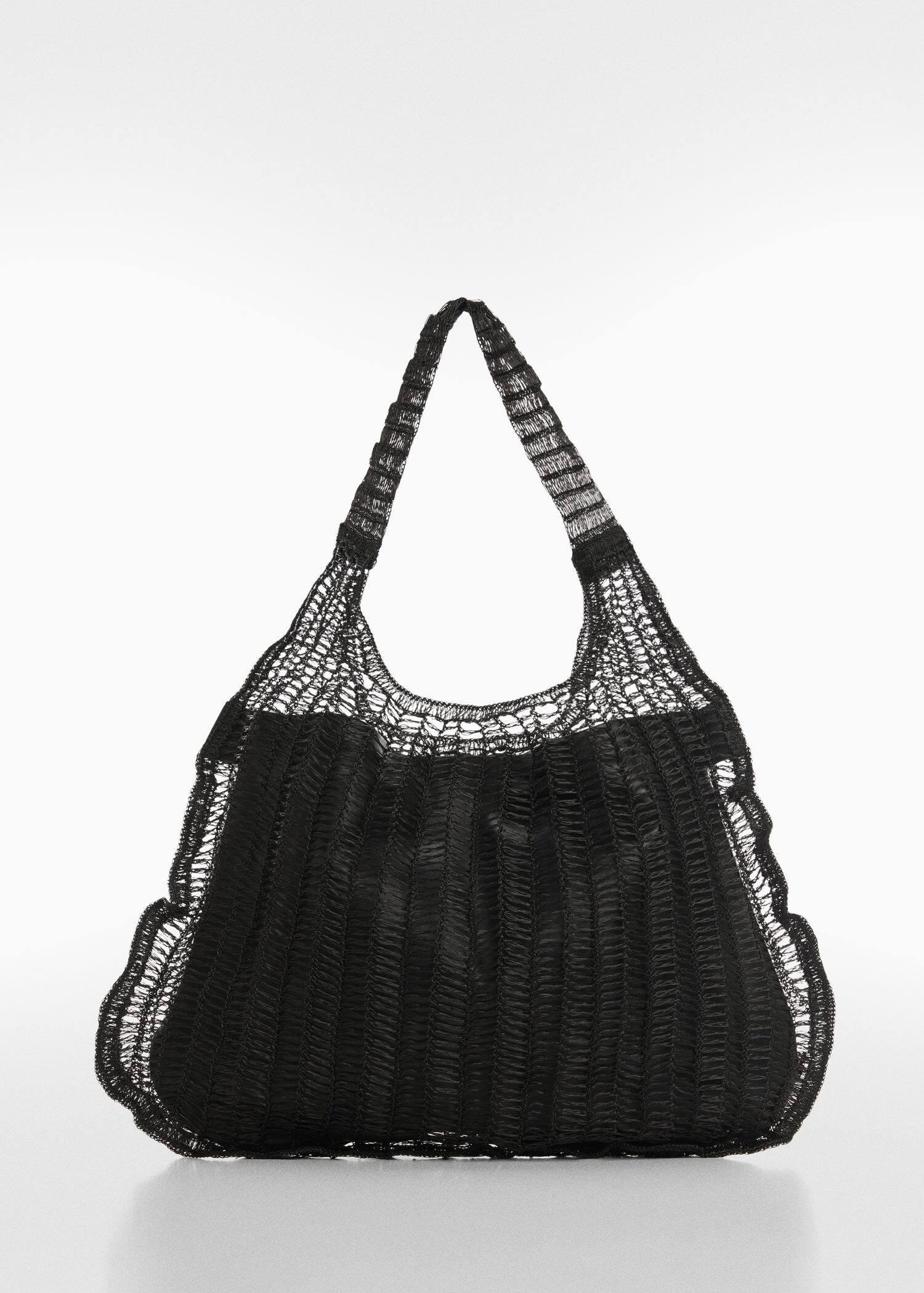 MANGO Mesh Pattern Shopper Bag in Black | Endource