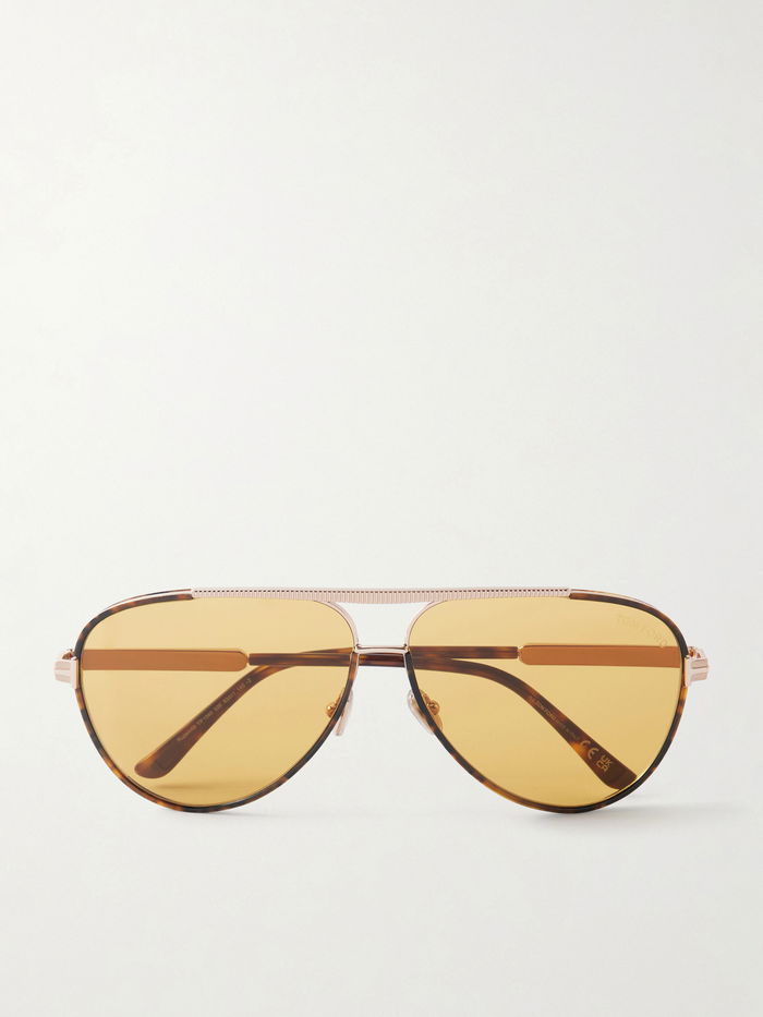 TOM FORD Rupert-02 Aviator-Style Metal Sunglasses | endource
