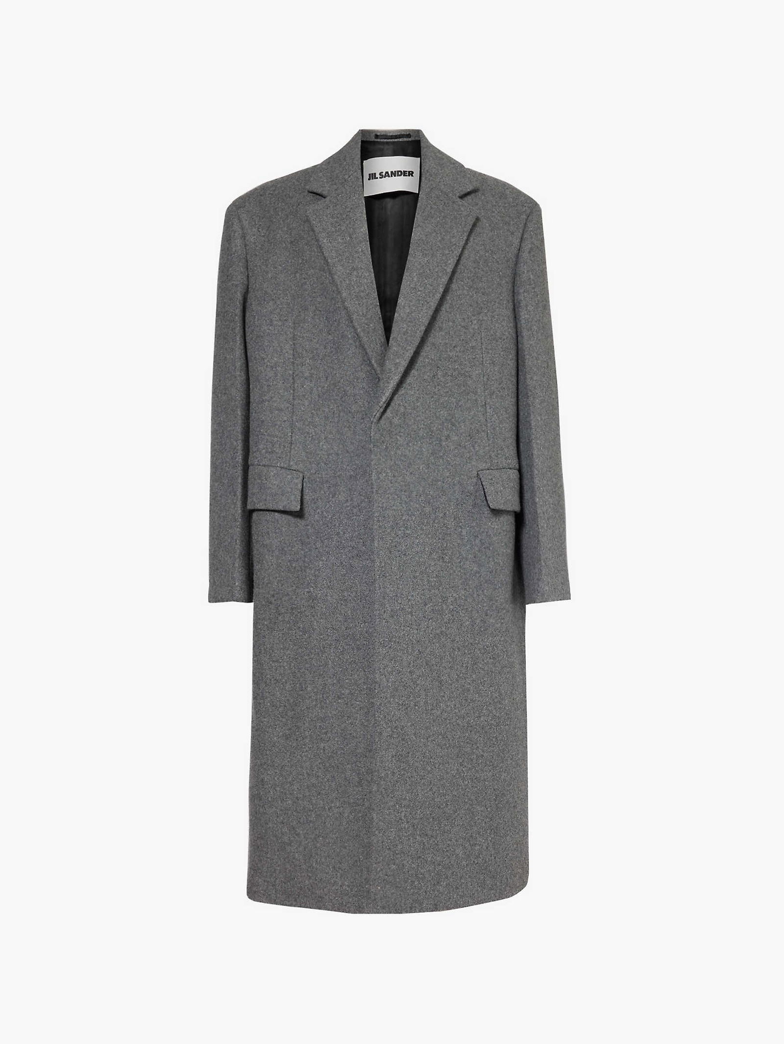 JIL SANDER Single-Breasted Two-Flap-Pockets Wool Coat in PEBBLE | endource
