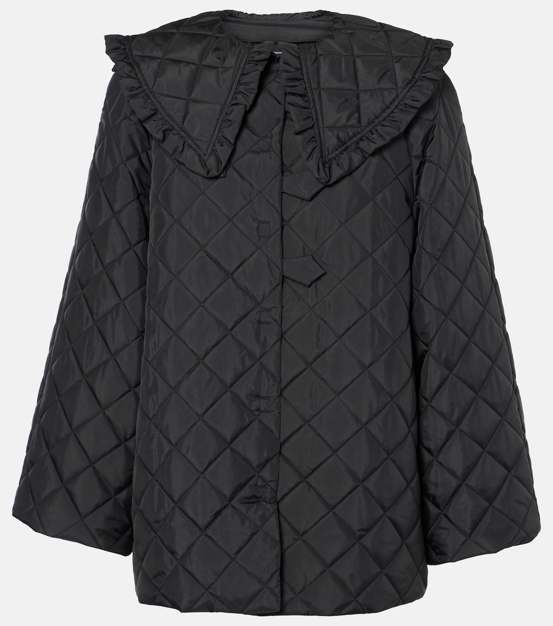 GANNI Quilted Ripstop Jacket in Black | endource