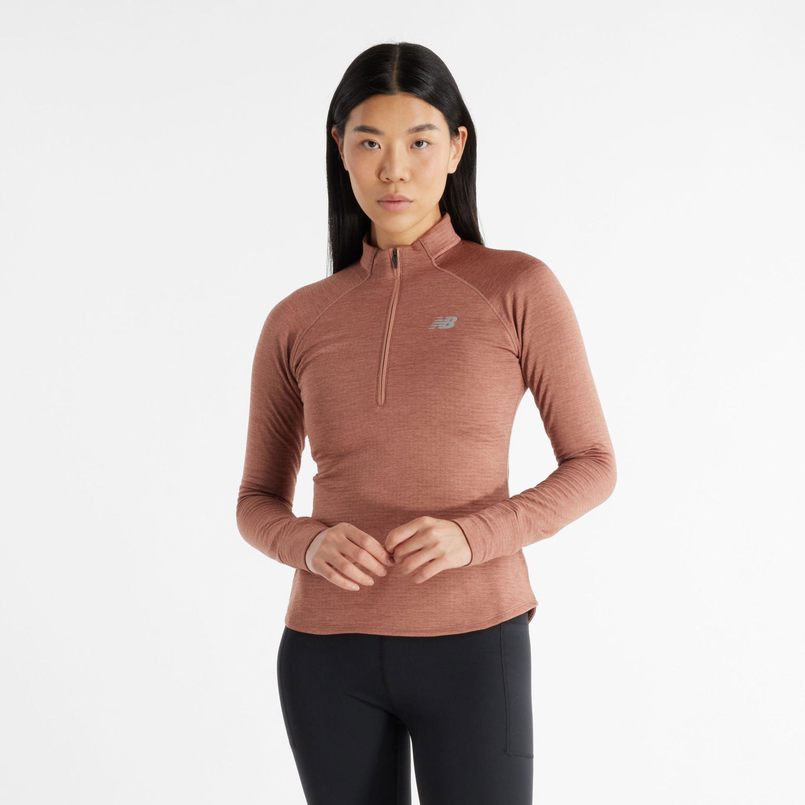 NEW BALANCE Athletics Heat Grid 1/2 Zip in Brown | endource