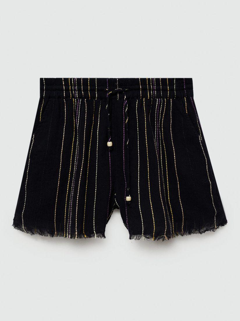 MANGO Malta Stripe Shorts in Black/Multi | endource