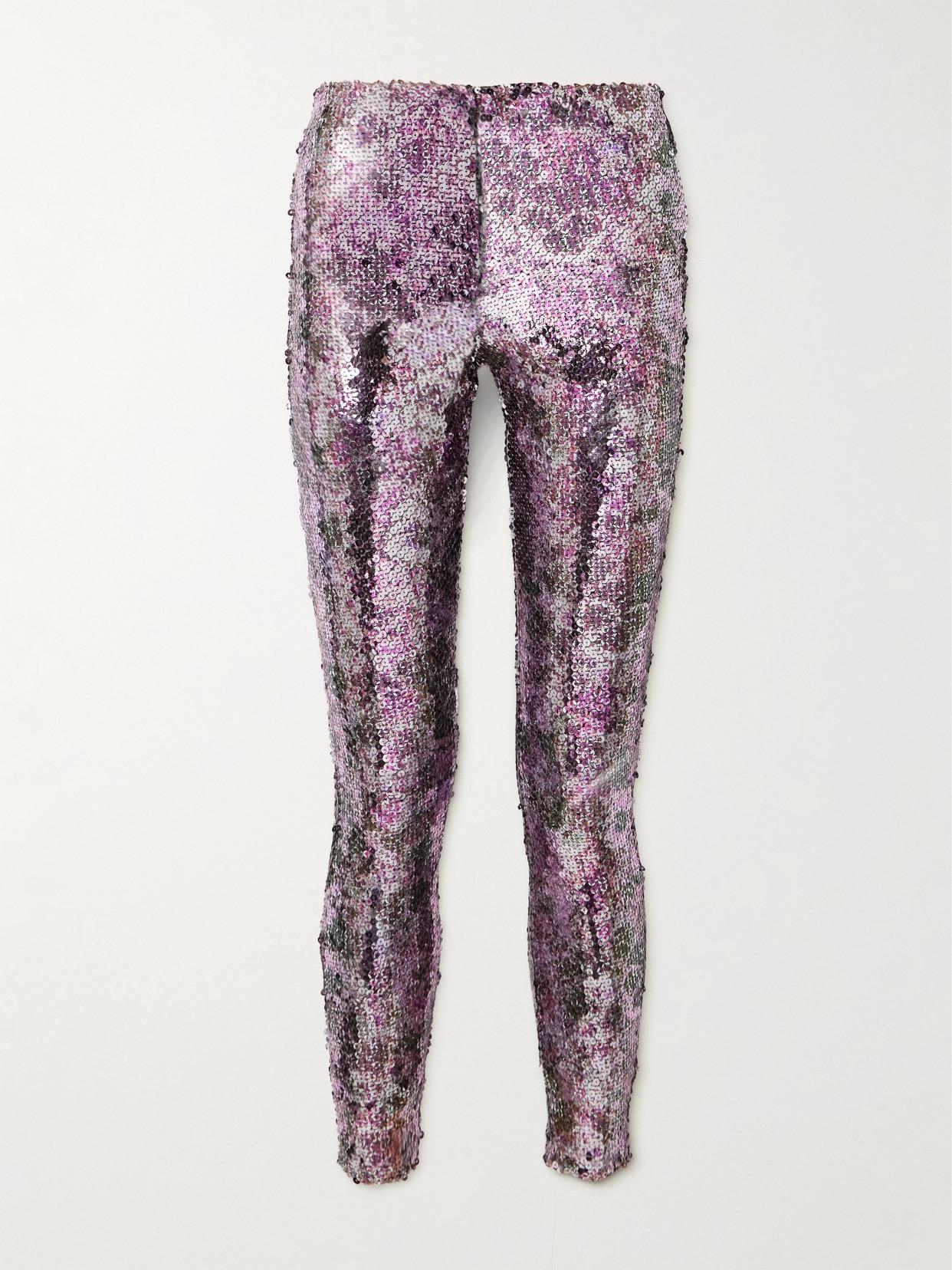 ISABEL MARANT Bella Sequined Jersey Leggings in Purple | endource