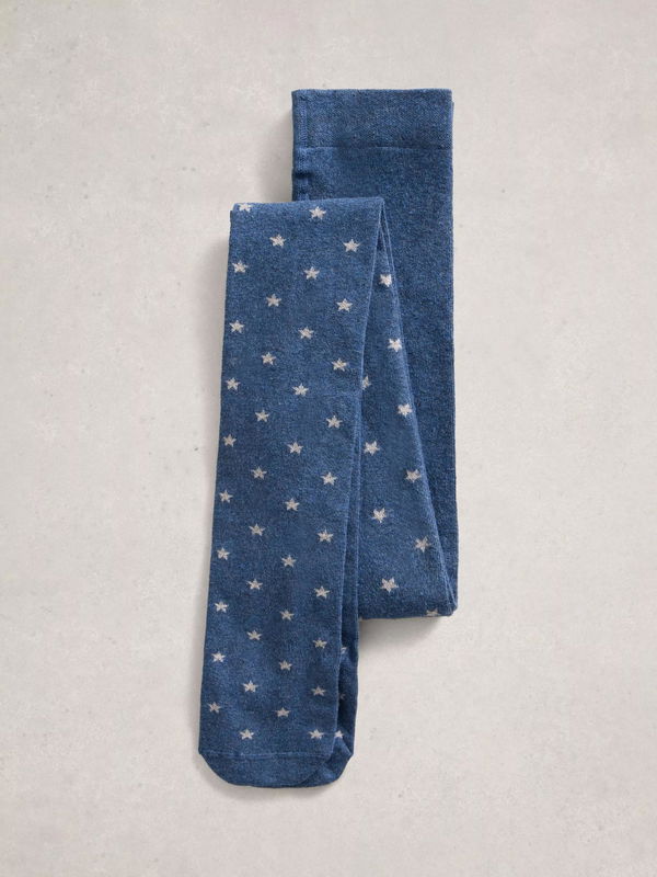 WHITE STUFF Star Tights, Mid Blue | endource