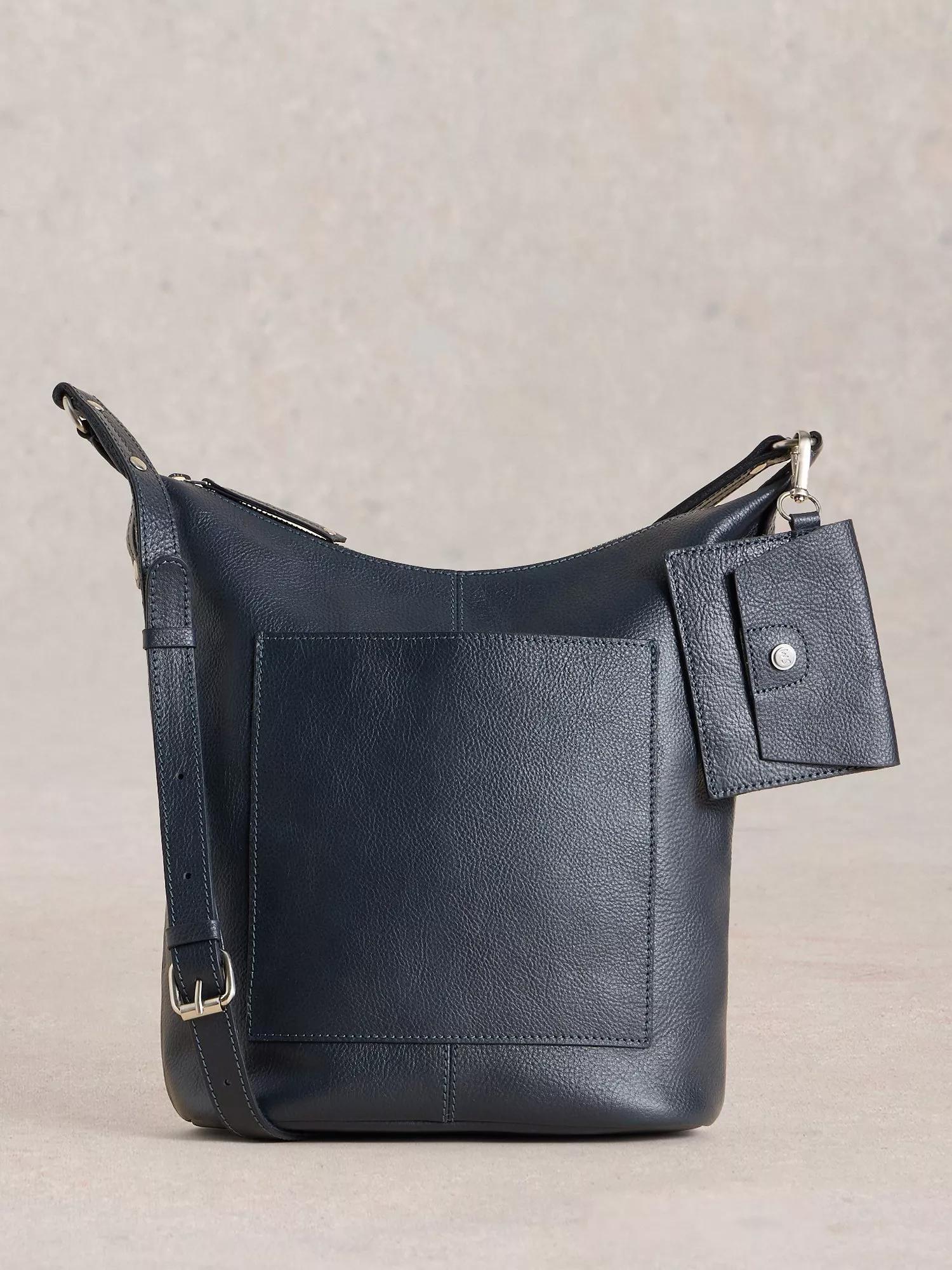 WHITE STUFF Fern Leather Crossbody Bag in Navy | endource