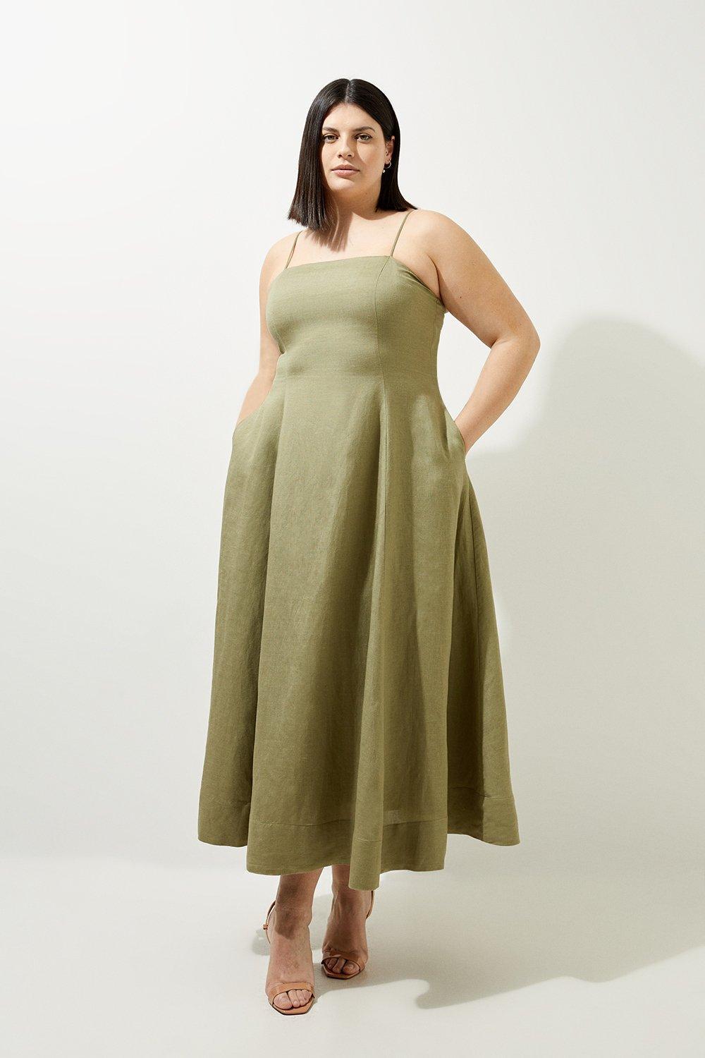 KAREN MILLEN Karen Millen x Lydia Millen - Plus Size Linen Strappy Maxi ...