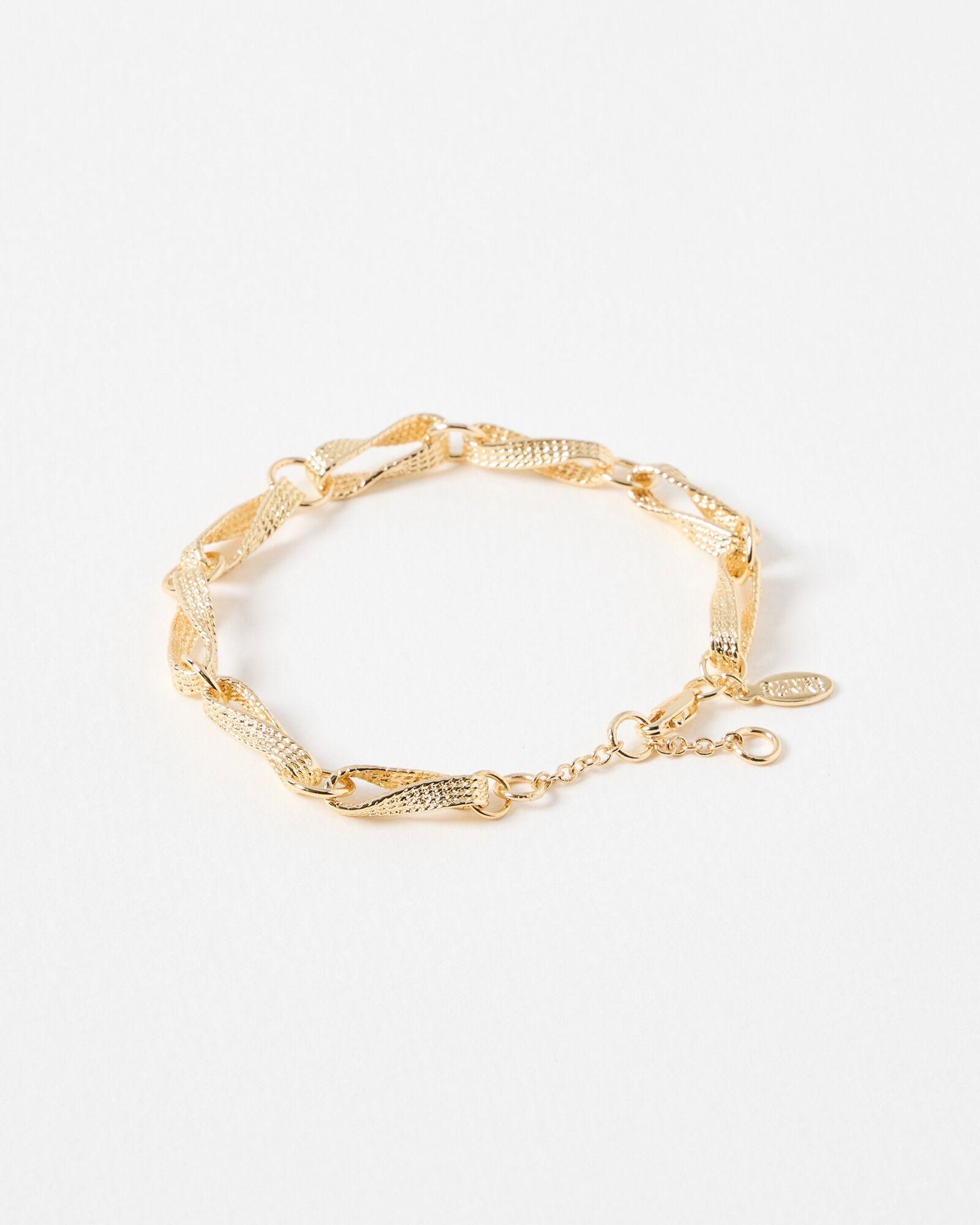 OLIVER BONAS Leia Twisted Bar Gold Chunky Chain Bracelet in Gold | endource