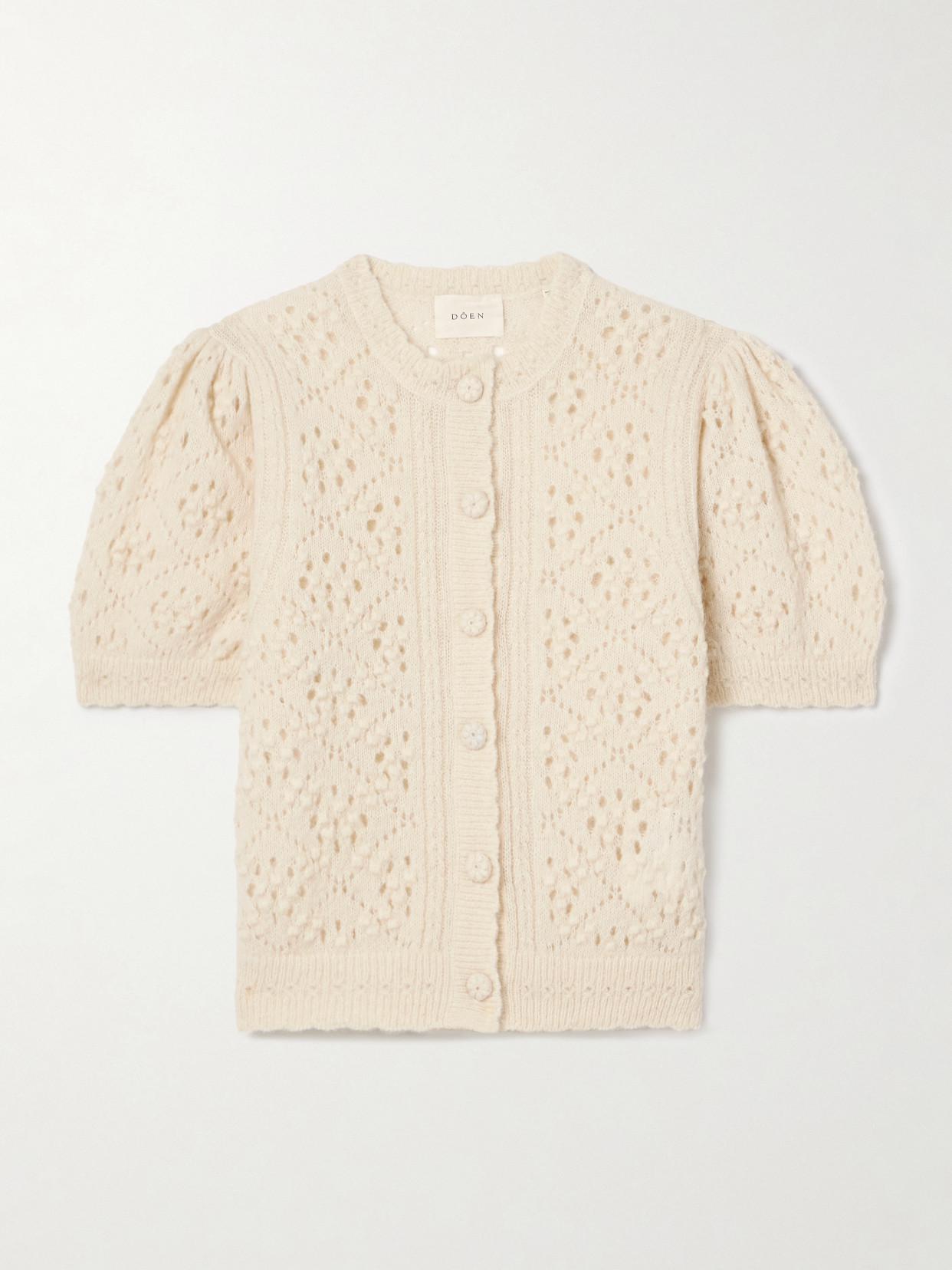 DÔEN Mirabelle Pointelle-Knit Alpaca-Blend Cardigan | endource
