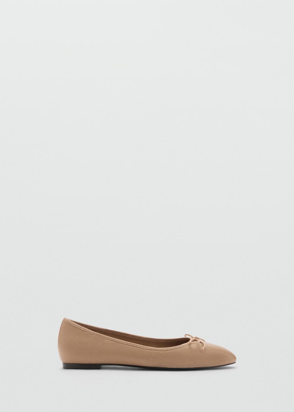 MANGO Leather Ballet Flats in Medium Brown | endource