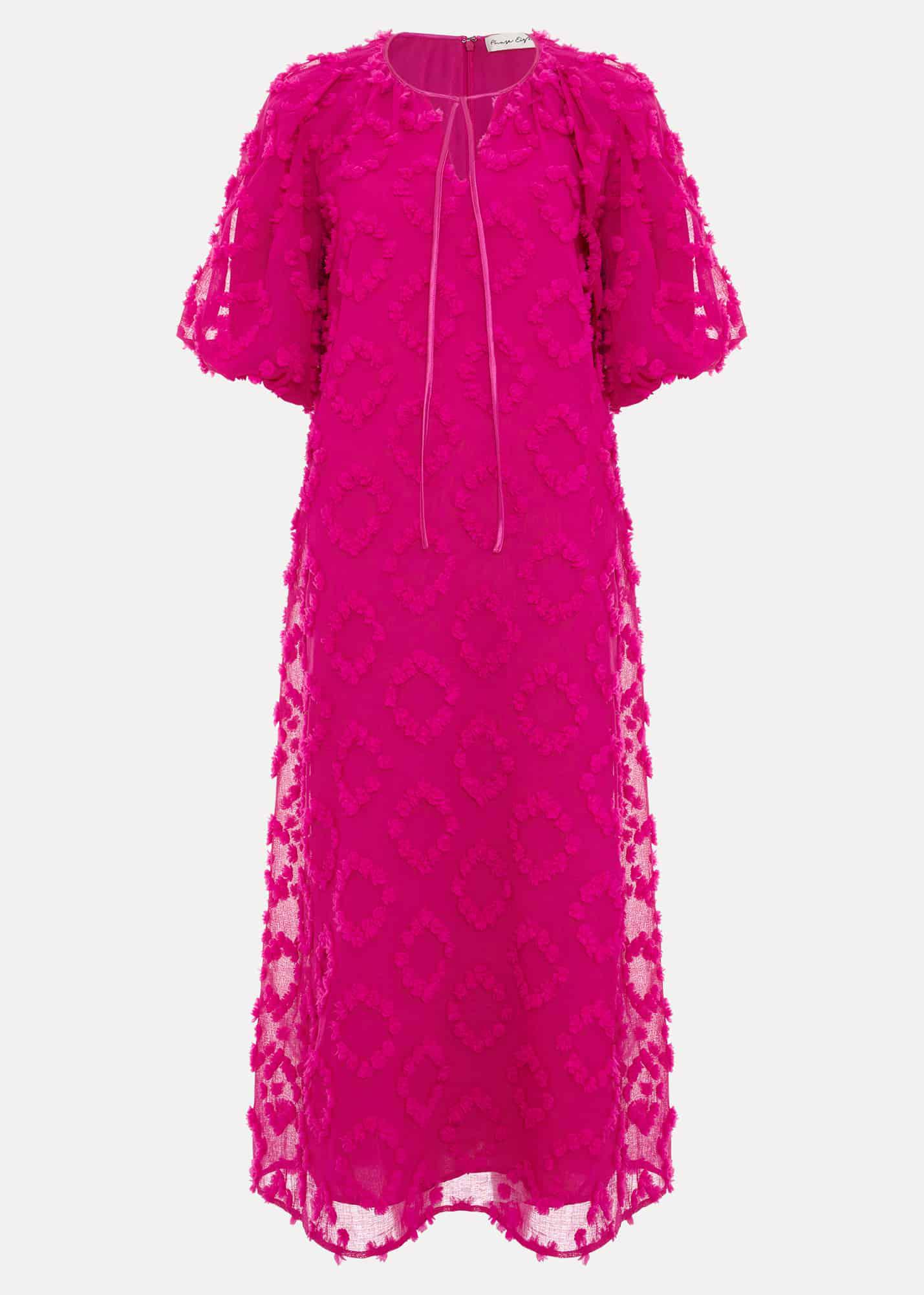 PHASE EIGHT Bella Textured Midi Dresss in Pink | endource