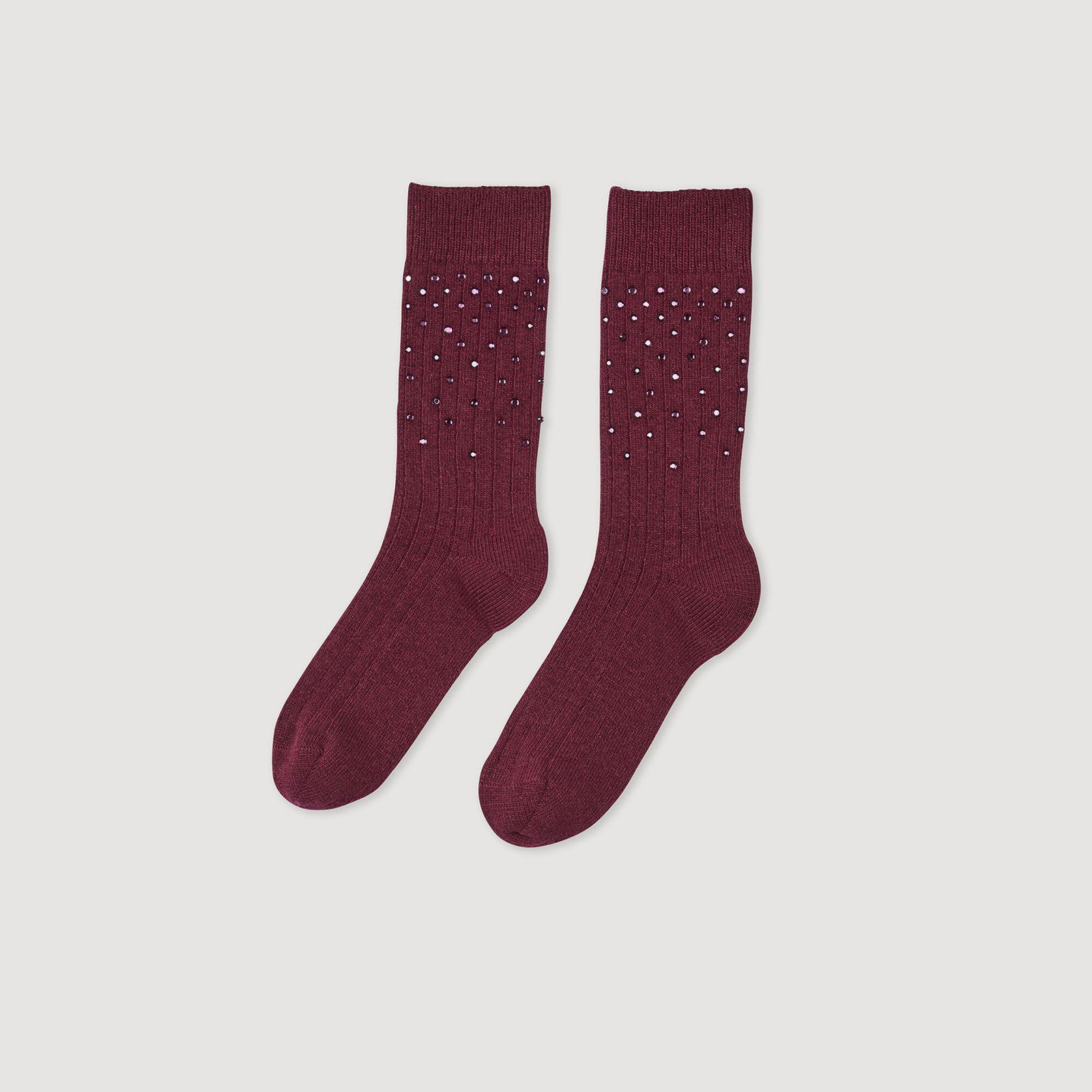 SANDRO Rhinestone Socks in Bordeaux | endource