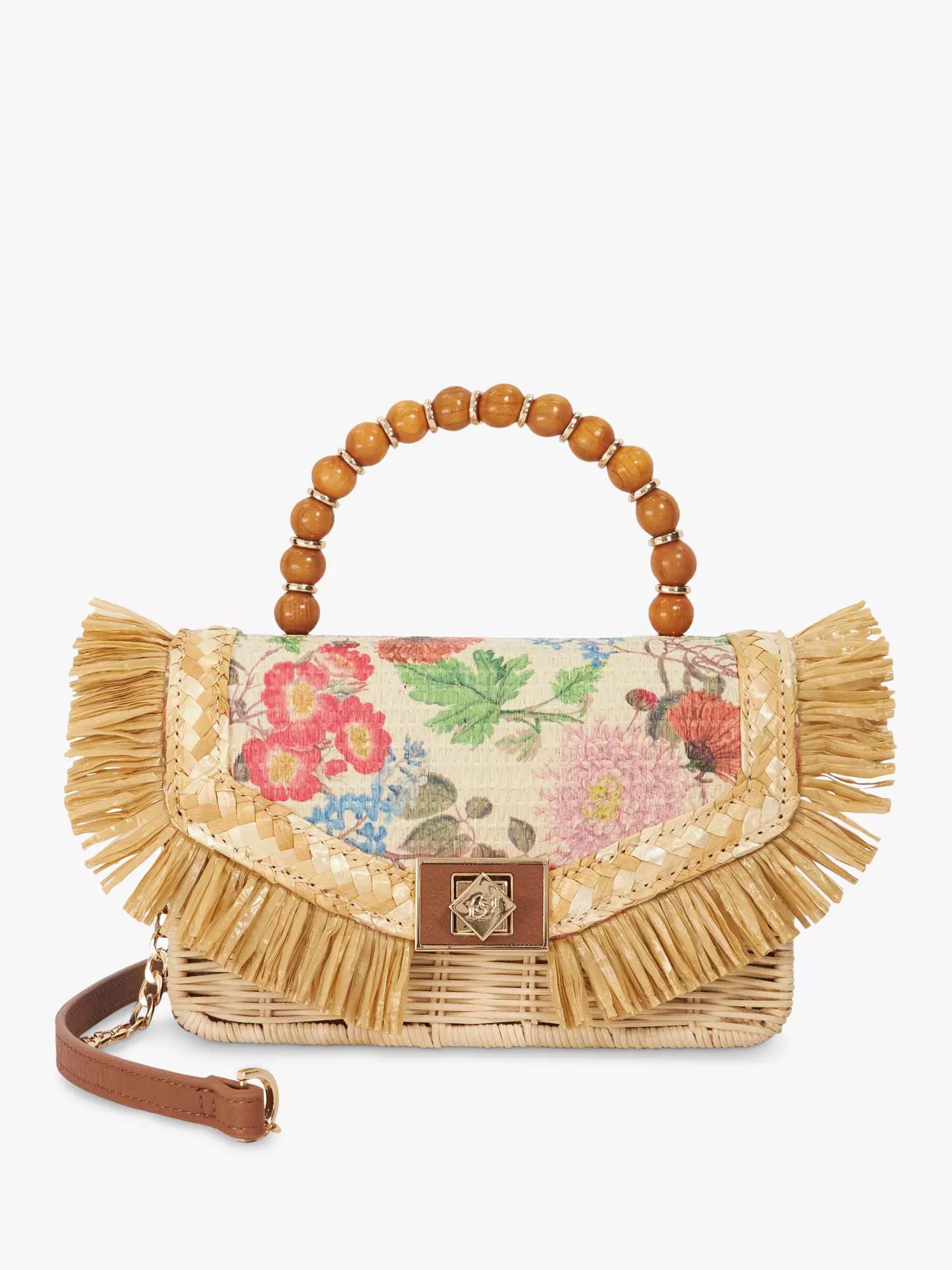 DUNE Blooms Raffia Floral Grab Bag in Multi | endource