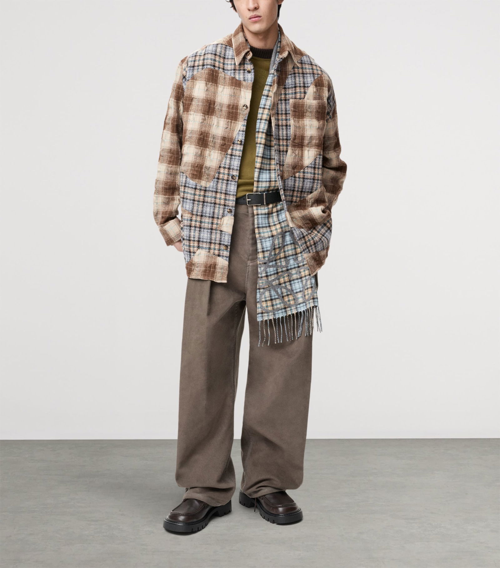 LOEWE Wool-Blend Long-Sleeve Check Shirt | endource