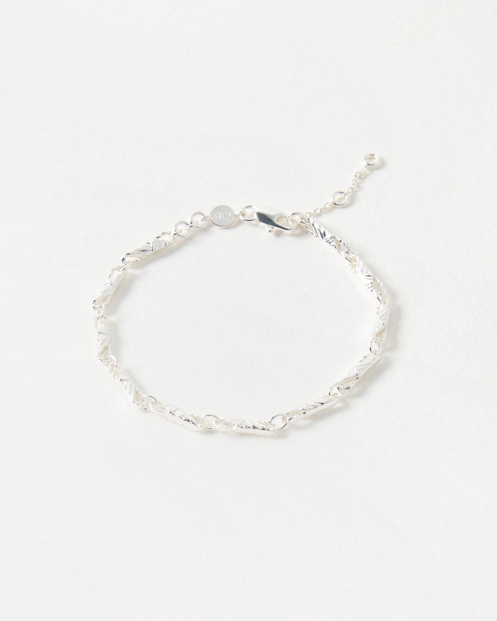 OLIVER BONAS Elin Textured Bars Silver Plated Chain Bracelet in Silver | endource