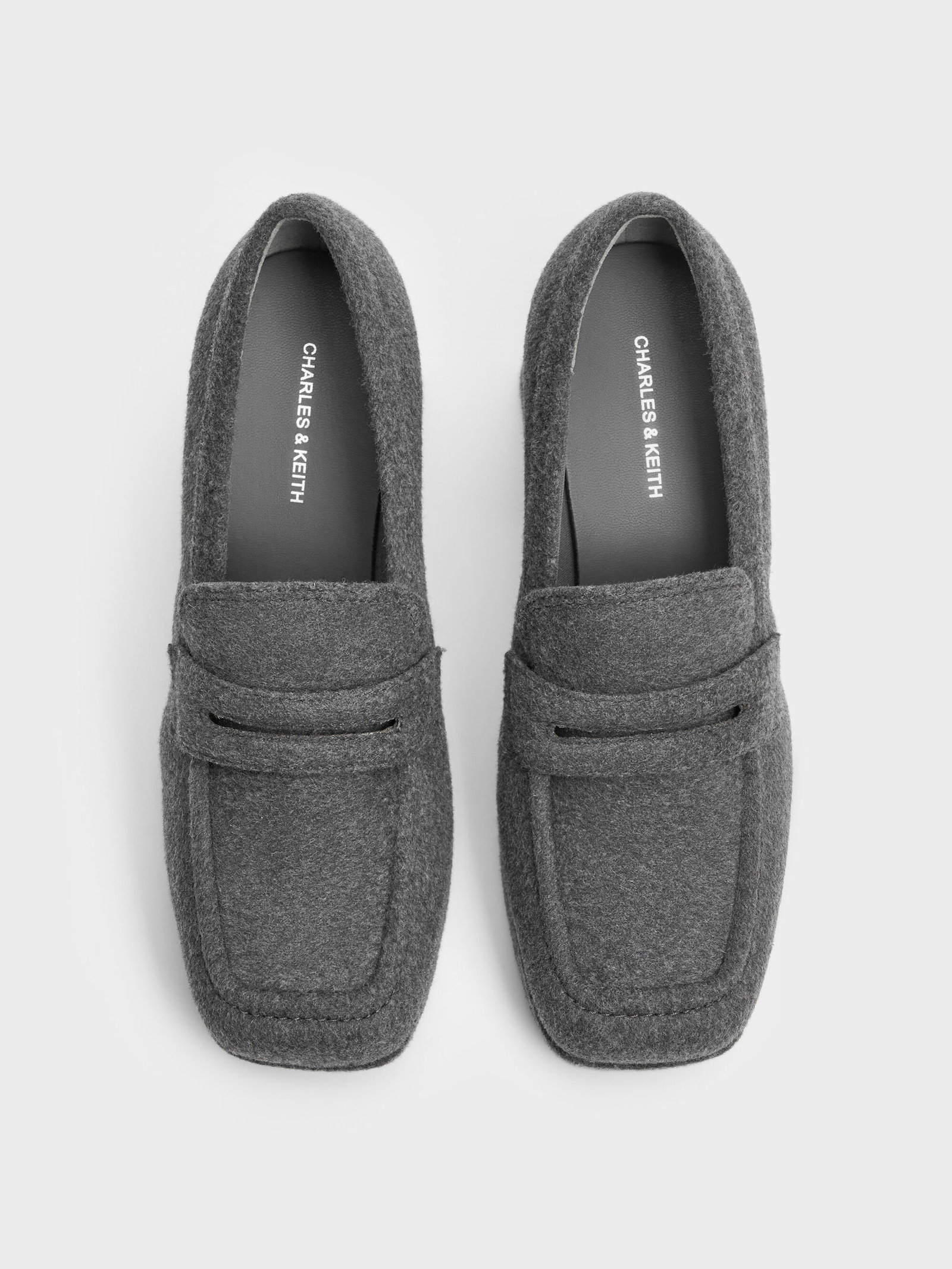 CHARLES & KEITH Felt Platform Penny Loafer Pumps | endource
