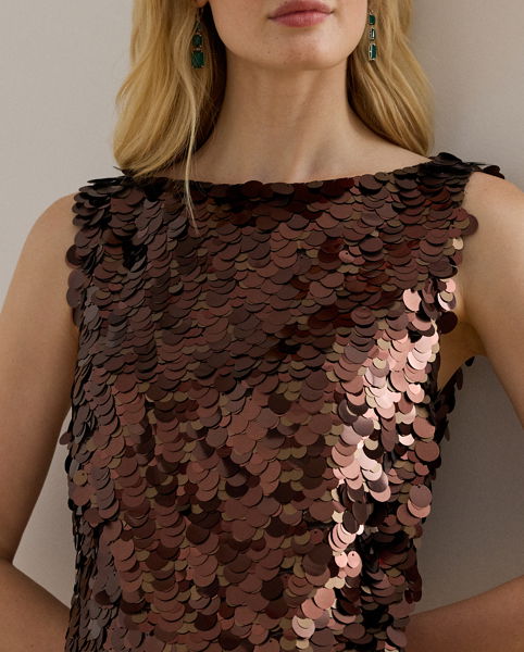 LAUREN RALPH LAUREN Sequinned Shift Cocktail Dress | endource
