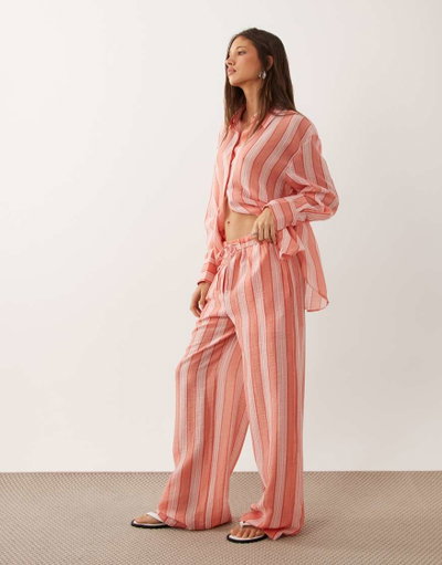 MANGO Clay Oversized Pants In Orange And Pink Stripes - Part Of A Set ...