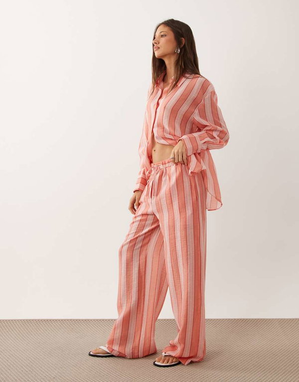 MANGO Clay Oversized Pants In Orange And Pink Stripes - Part Of A Set ...