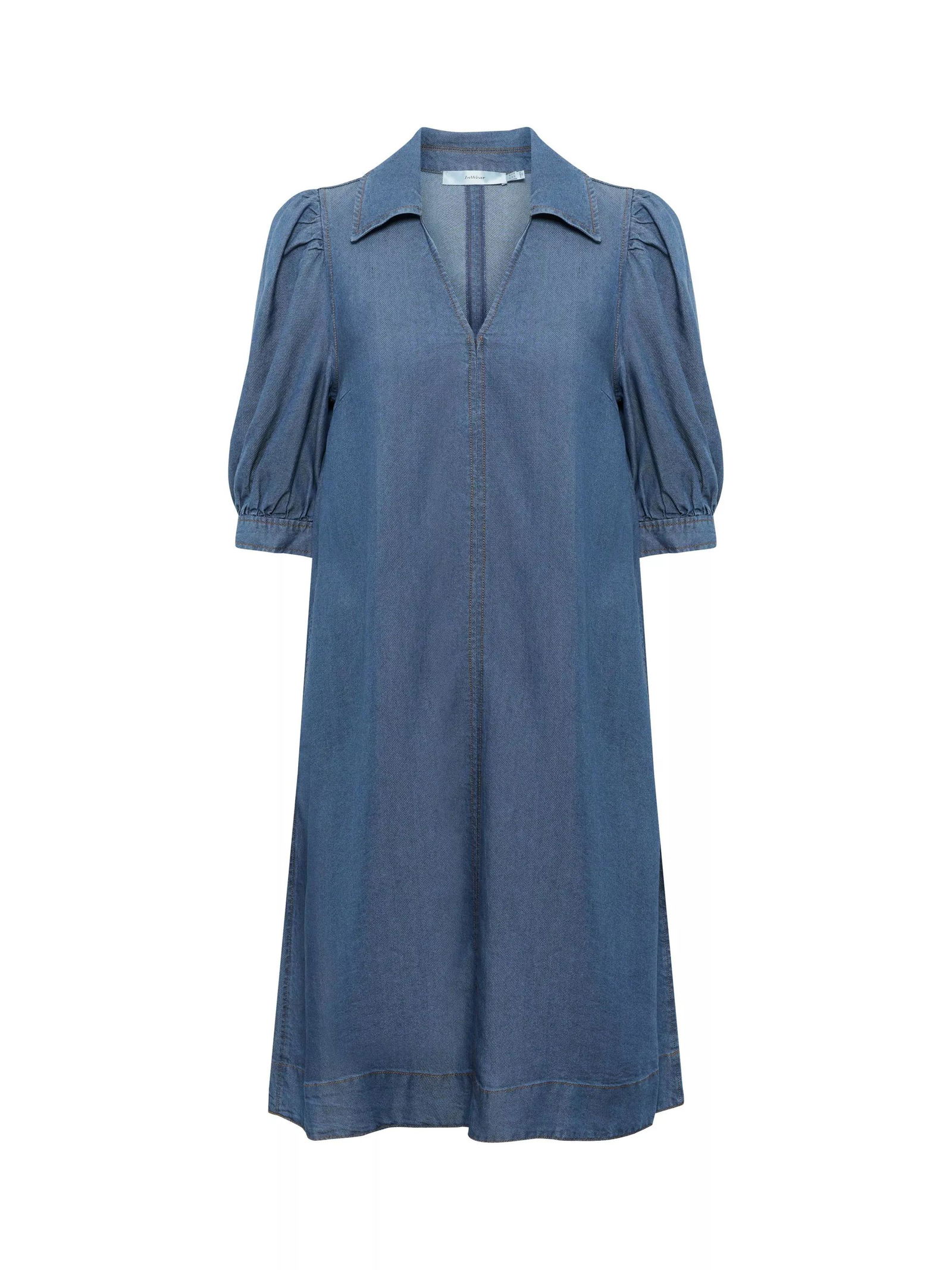 INWEAR Rachel Short Sleeve Denim Dress in Medium Blue | endource