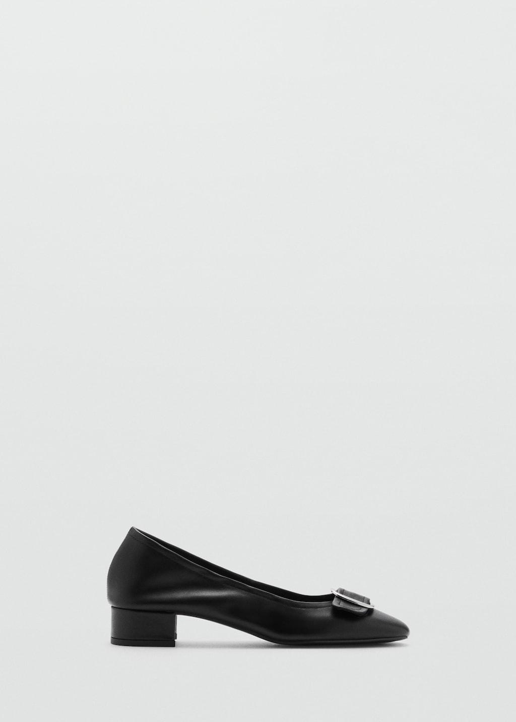 MANGO Buckle Leather Shoes in Black | endource