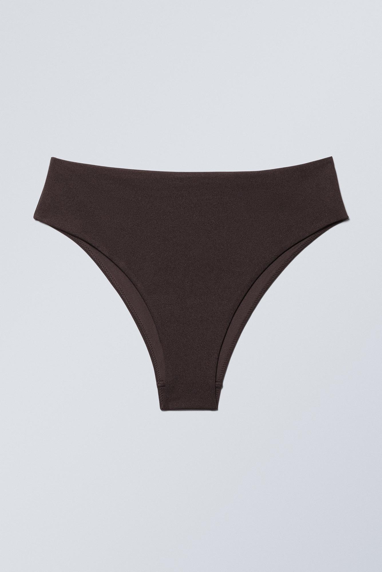 WEEKDAY High Rise Brazilian Bikini Bottoms in Dark Brown | endource