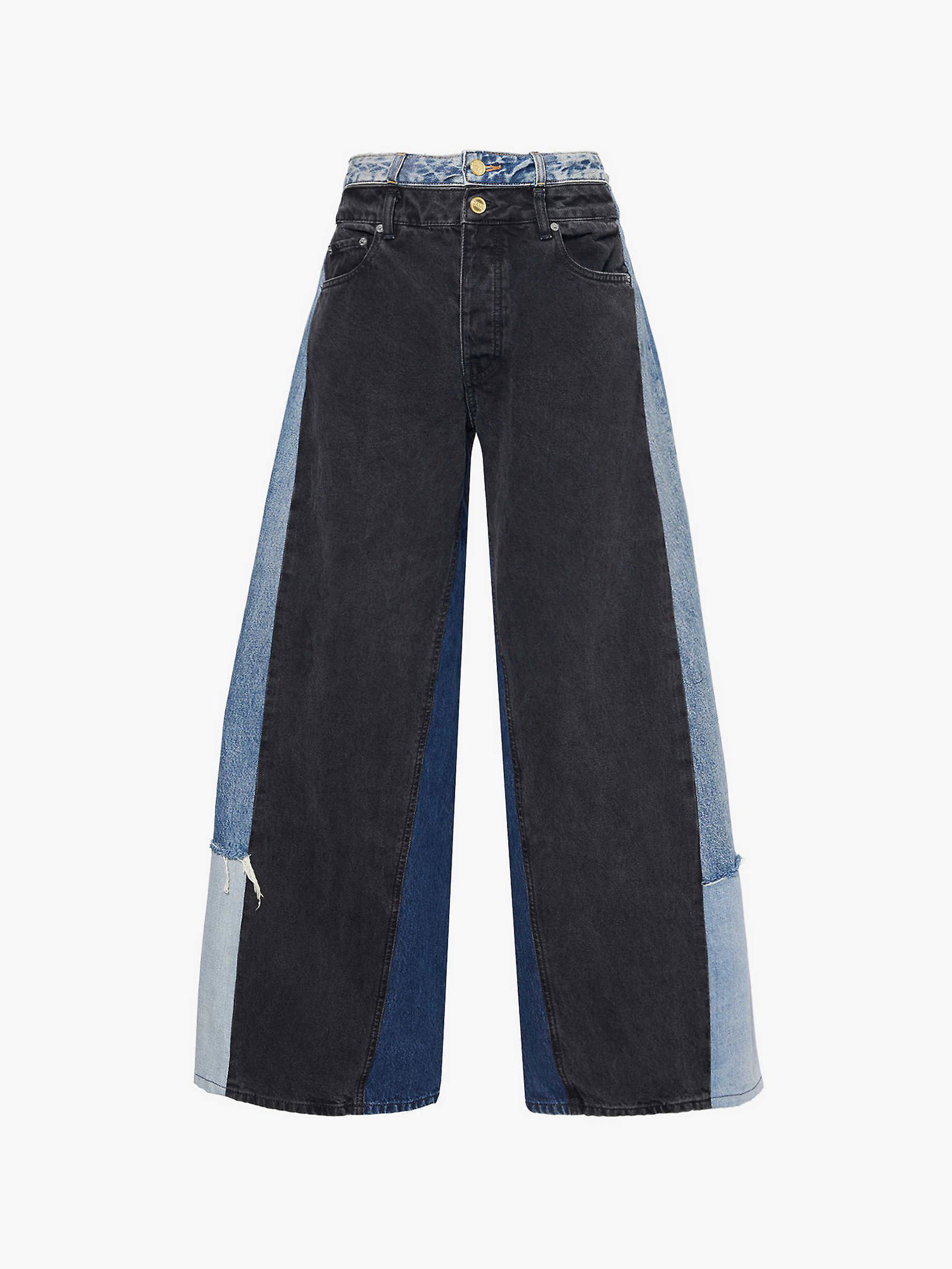 GANNI Rigid Contrast-Panels Wide-Leg High-Rise Organic-Denim Jeans in ...