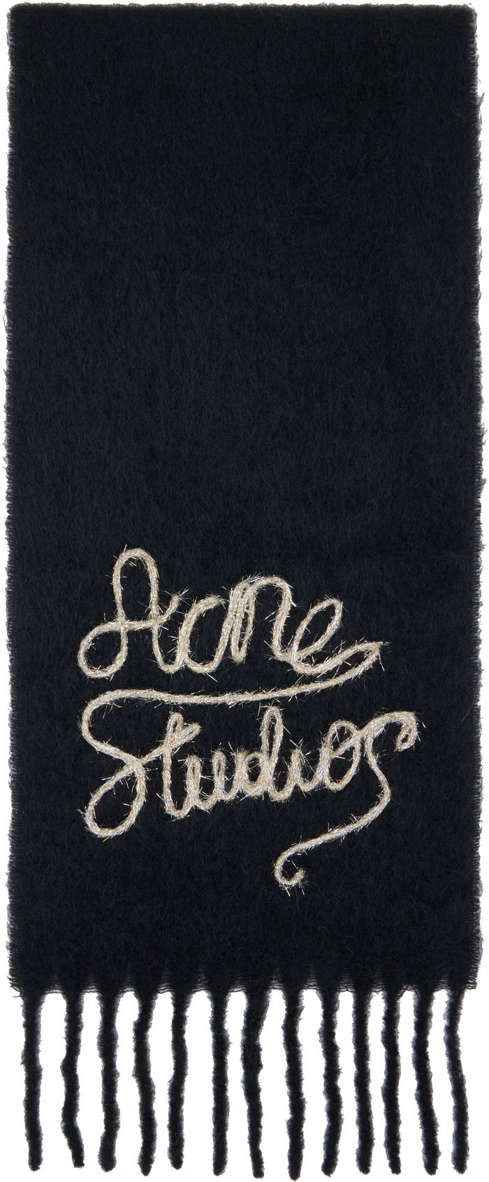 ACNE STUDIOS Black Wool Logo Scarf | endource