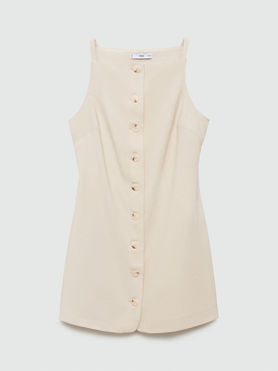 MANGO Shannon Button Mini Dress in Light Beige | endource