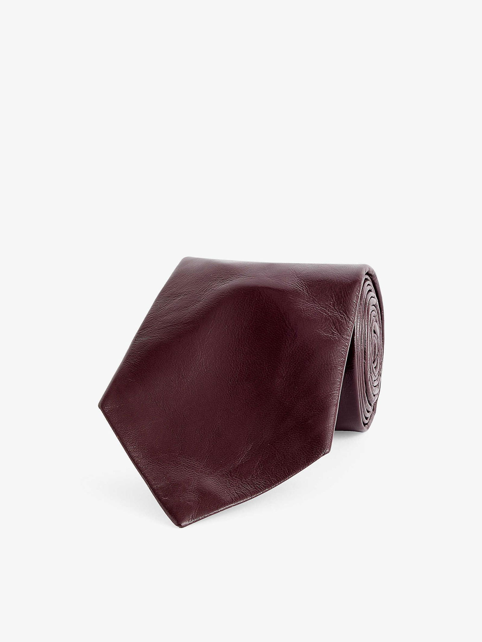 BOTTEGA VENETA Crease-Texture Leather Tie in JAM | endource