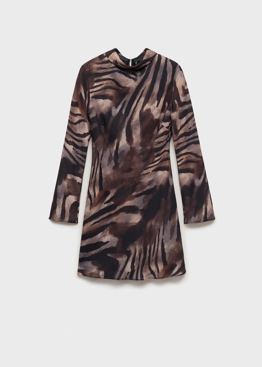 MANGO Zebra Back Bow Satin Dress in Brown | endource