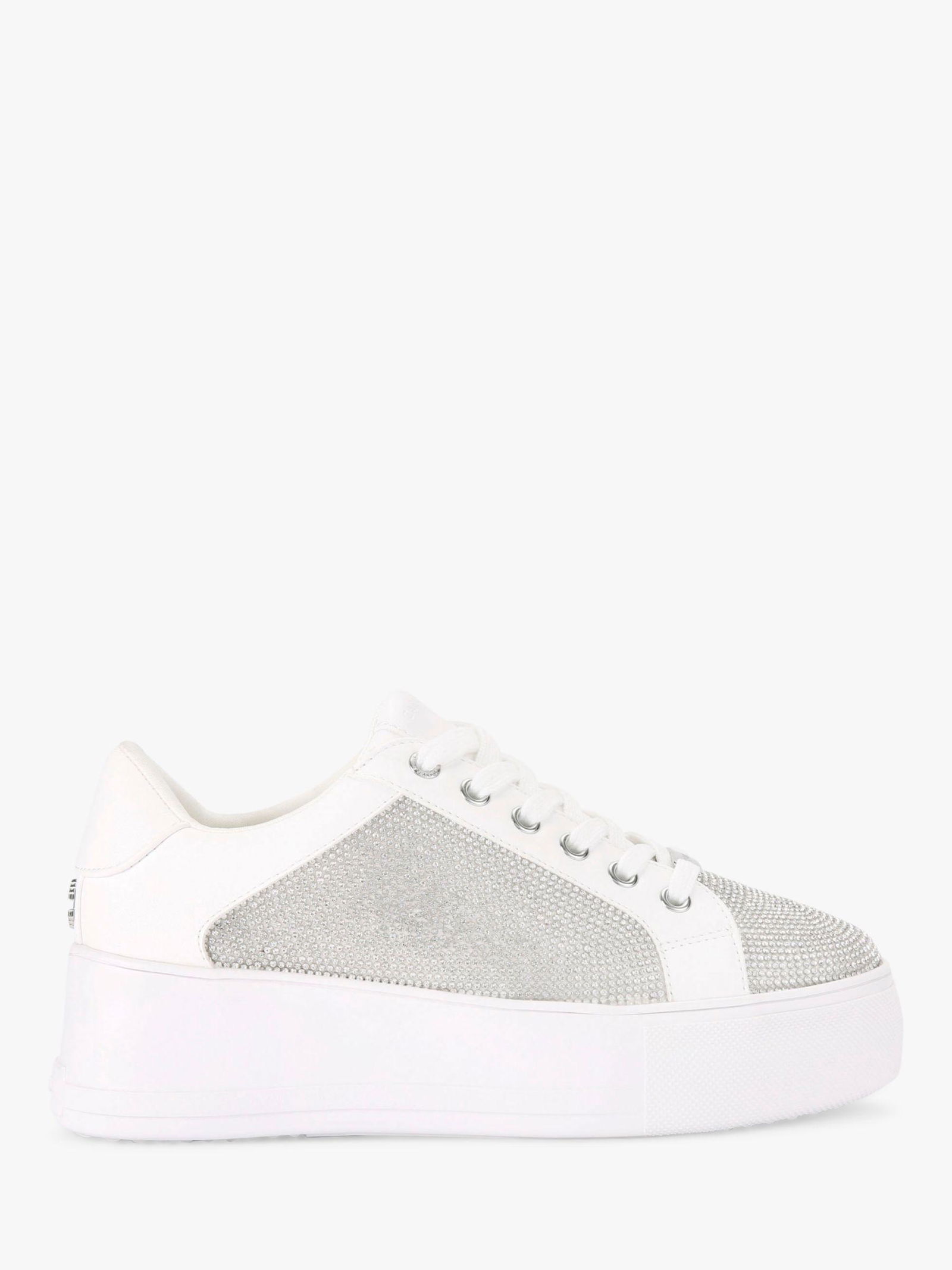 CARVELA Jive Platform Lace Up Trainers in White/Silver | Endource