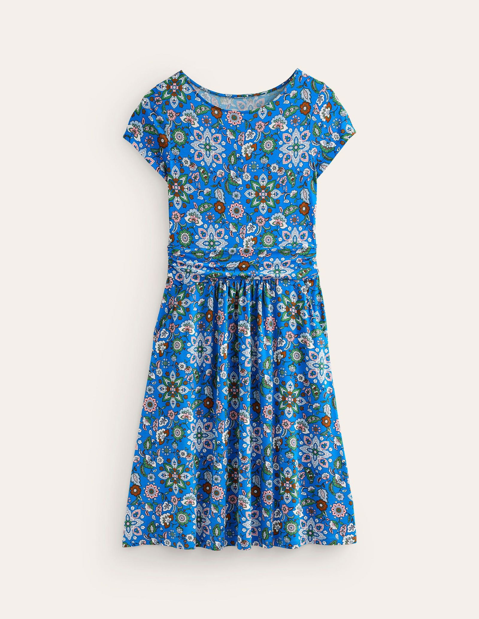 BODEN Amelie Jersey Dress in Indigo, Botanical Sprig | endource