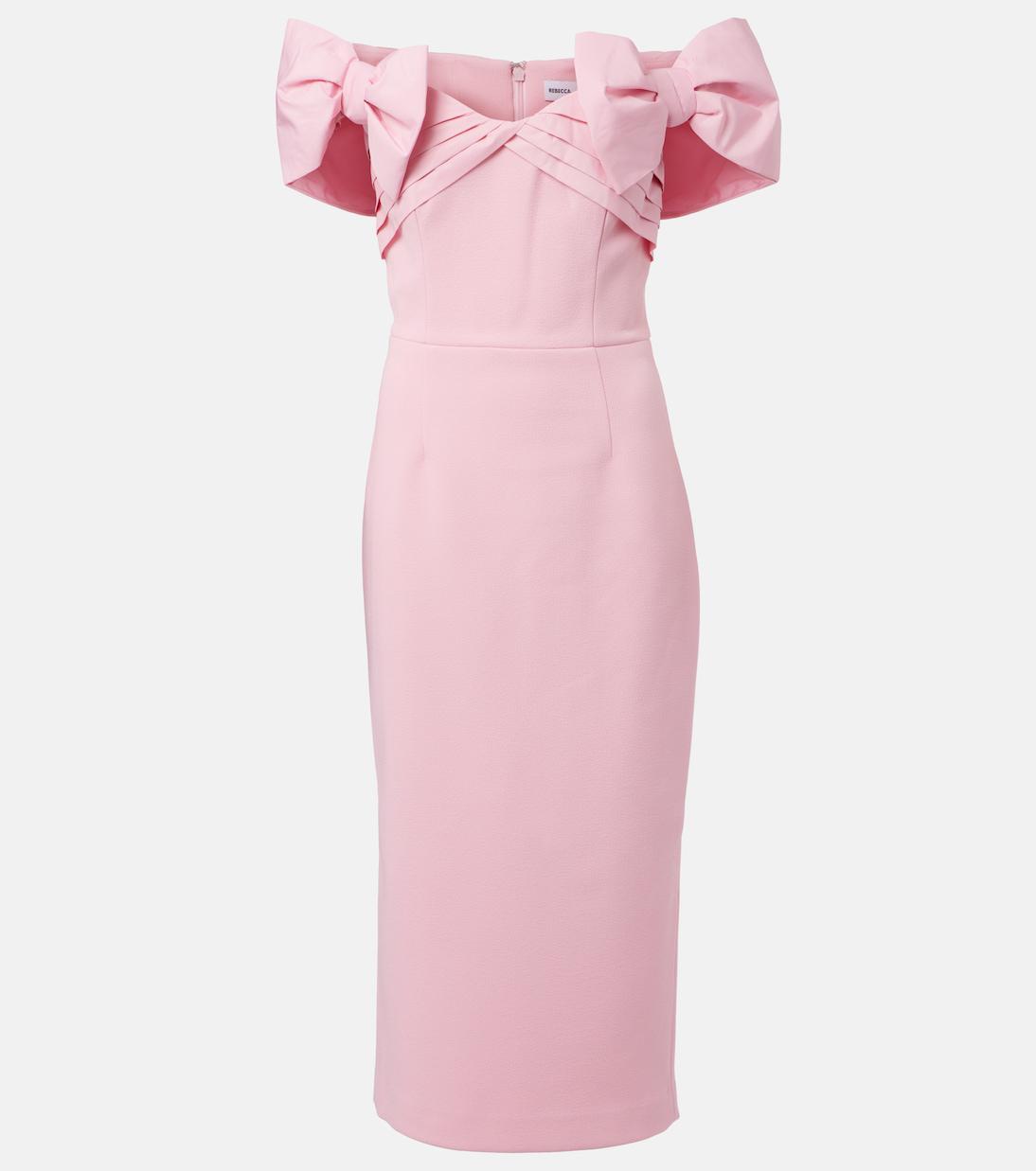 REBECCA VALLANCE Isabella Bow-Detail Crêpe Midi Dress | endource