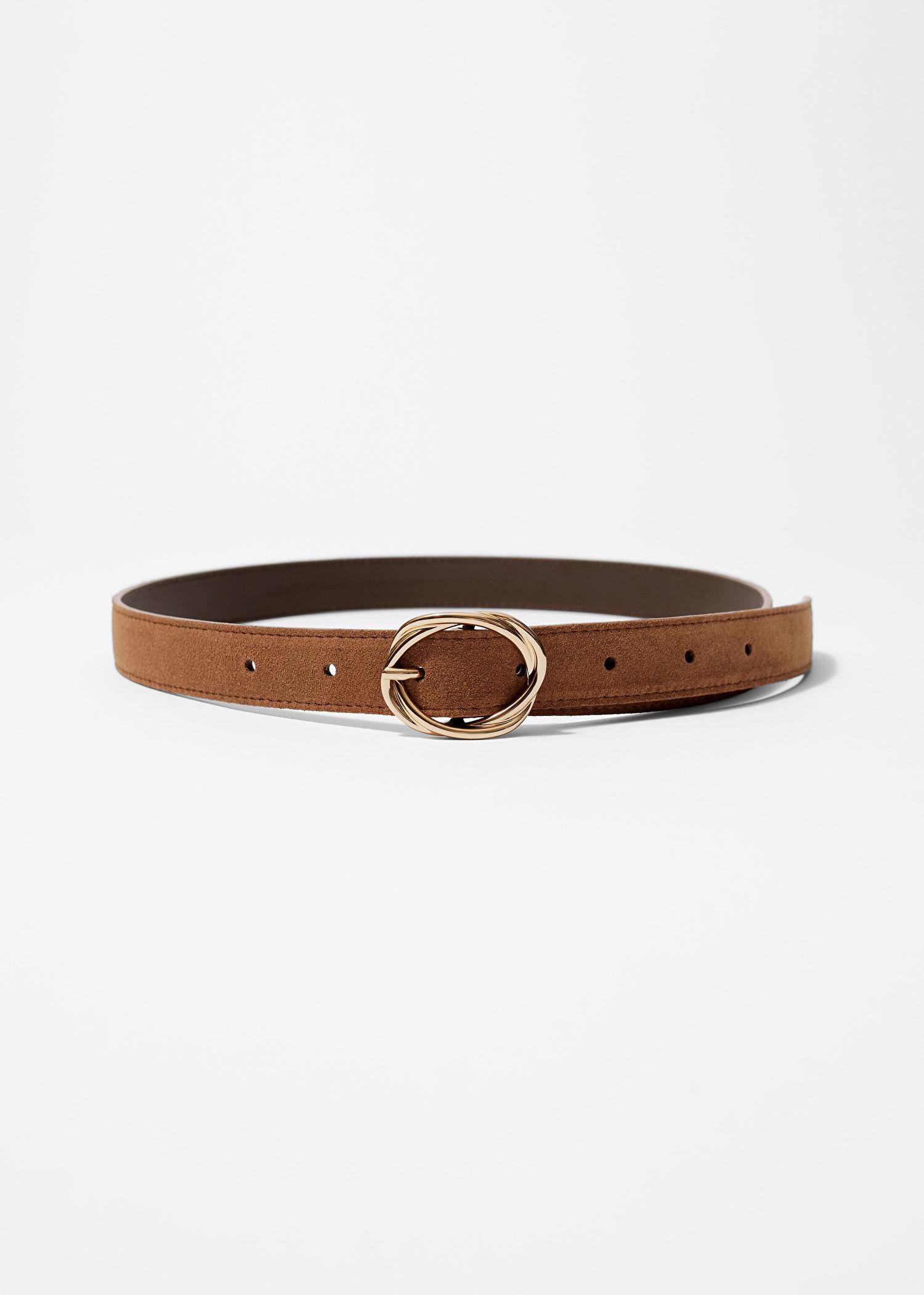 & OTHER STORIES Knot-Buckle Leather Belt in Brown | Endource