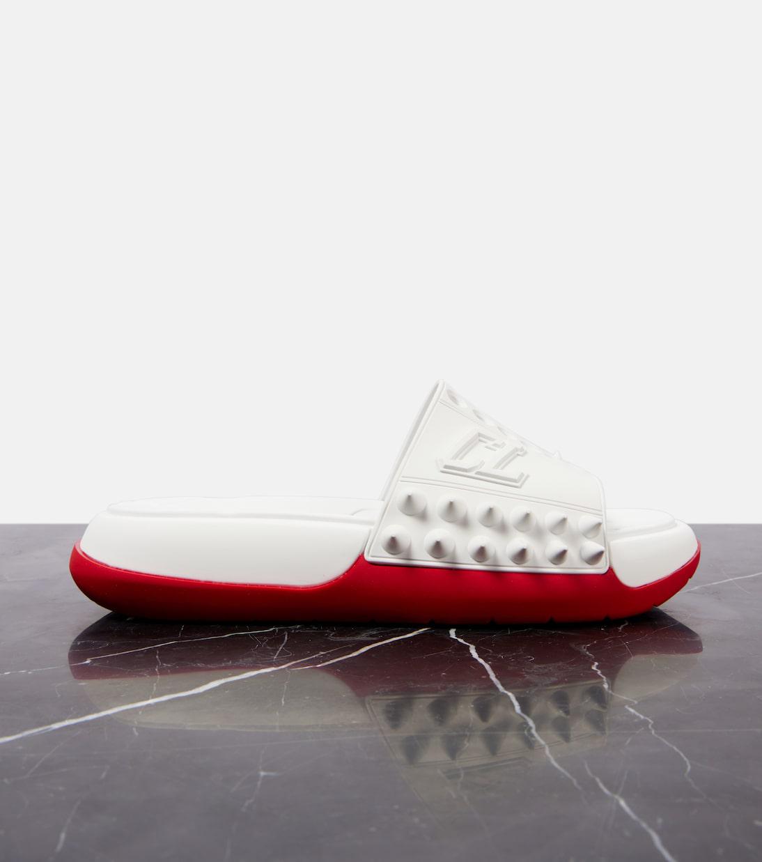 CHRISTIAN LOUBOUTIN Take It Easy Slides in White | endource