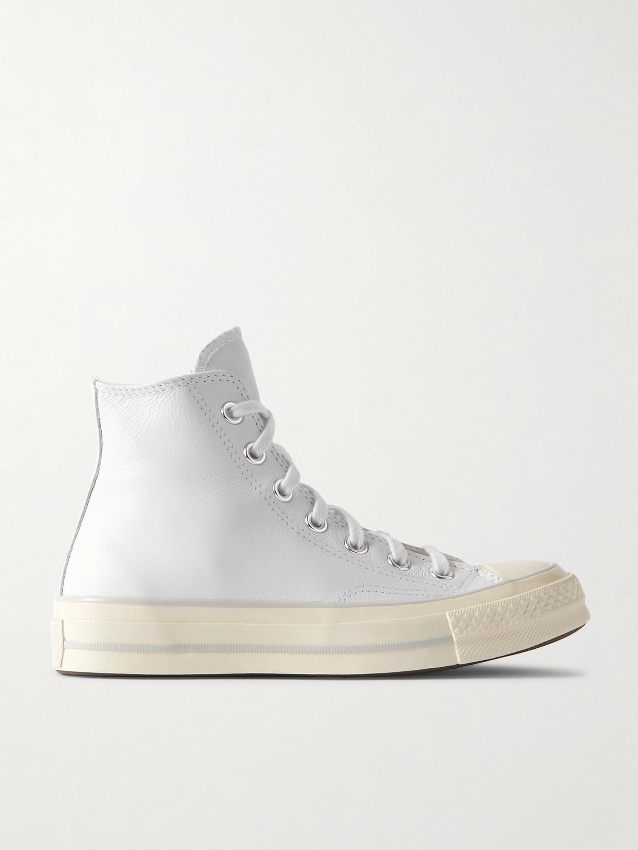 CONVERSE Leather High-Top Sneakers in White | Endource