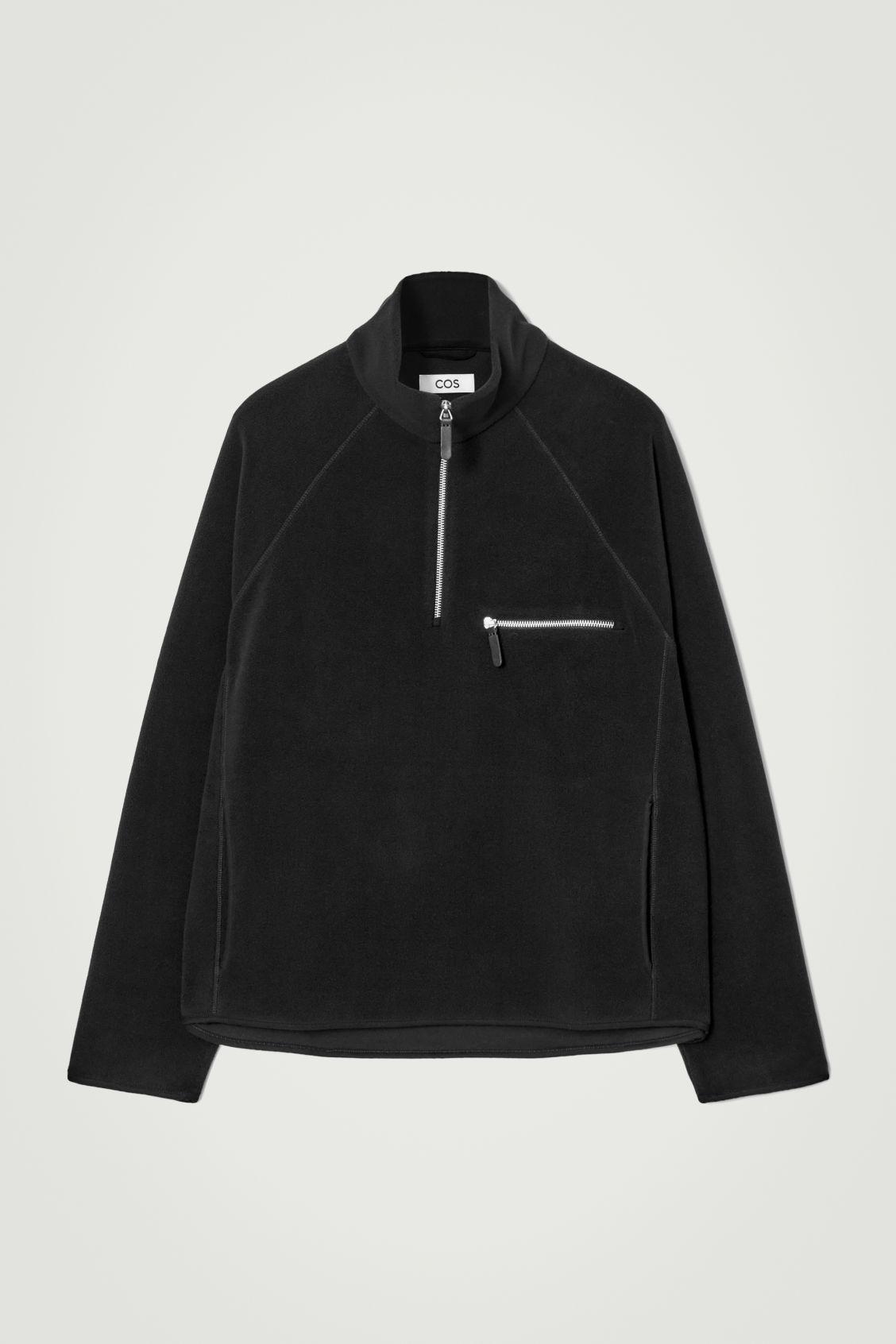 COS Half-Zip Polar Fleece Jumper in BLACK | endource