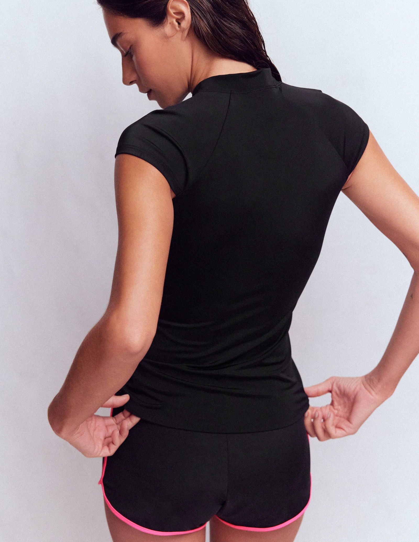 BODEN Cap Sleeve Rash Vest-Black | endource