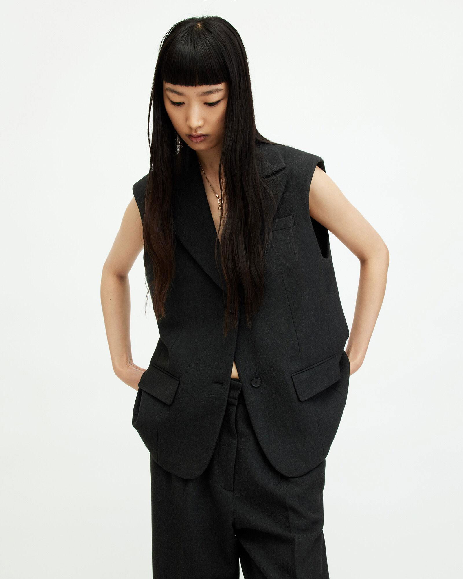 ALLSAINTS Sammey Relaxed Fit Waistcoat in Charcoal Grey | Endource