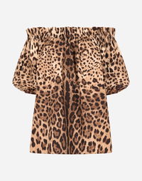 DOLCE & GABBANA Short-sleeved Leopard-print Poplin Top | endource