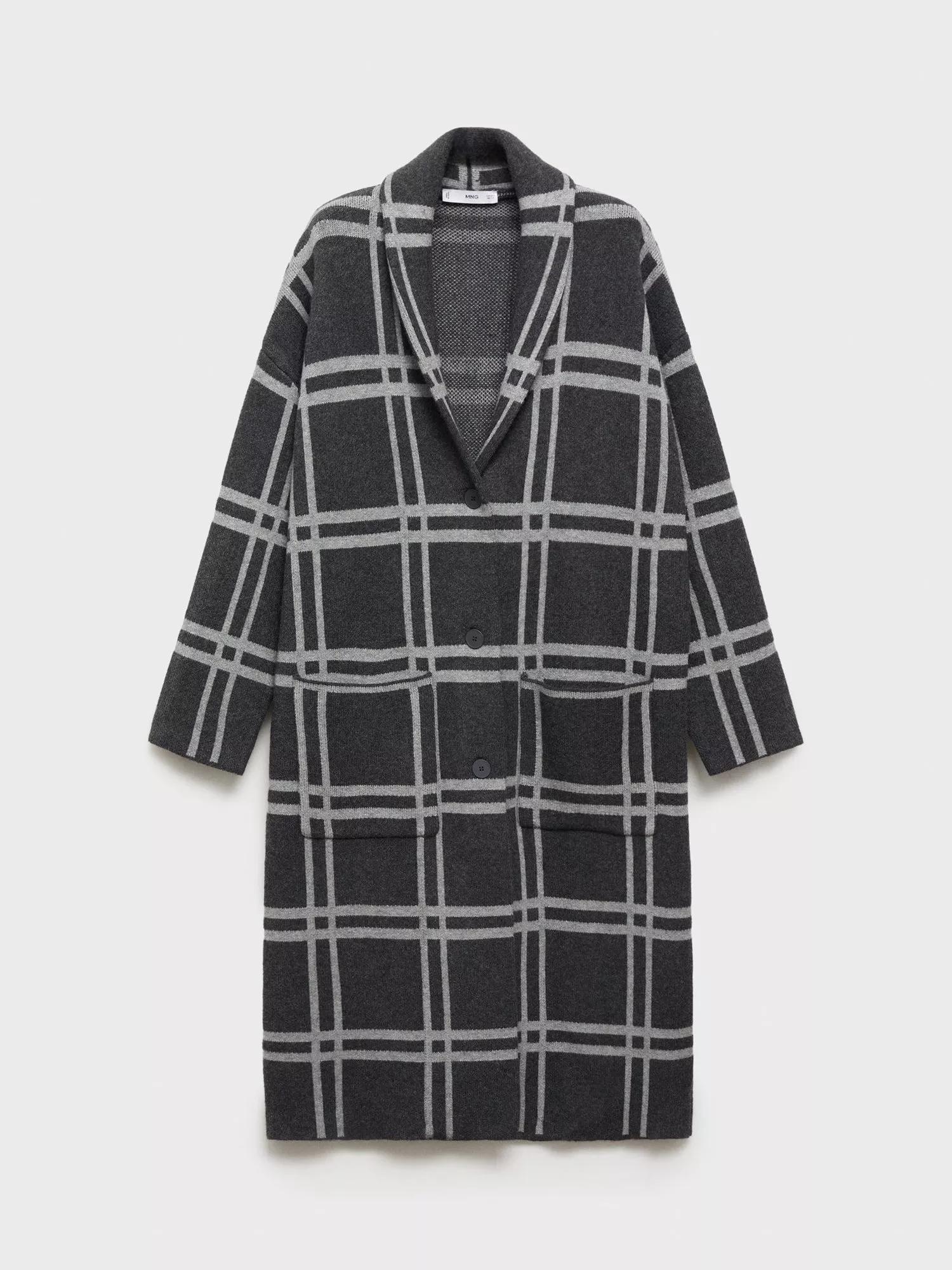 MANGO Mango Robin Check Coat in Charcoal | endource