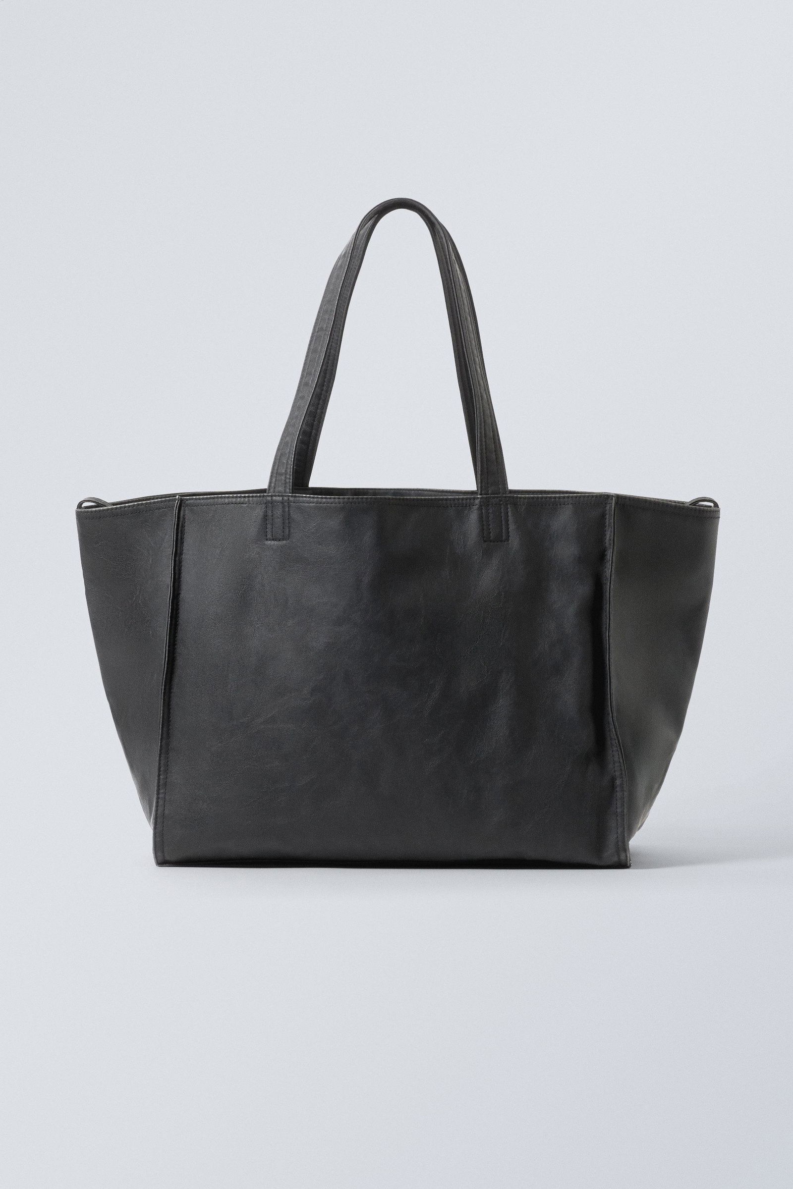 WEEKDAY Large Faux Leather Tote Bag in Black | endource
