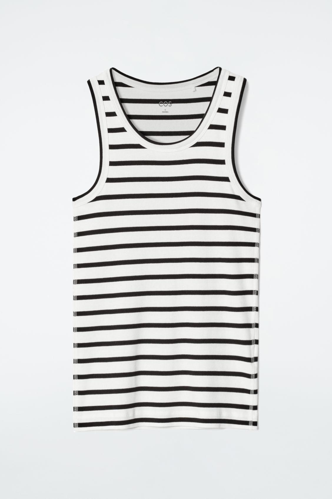 COS Ribbed Tank Top in BLACK / WHITE / STRIPED | endource
