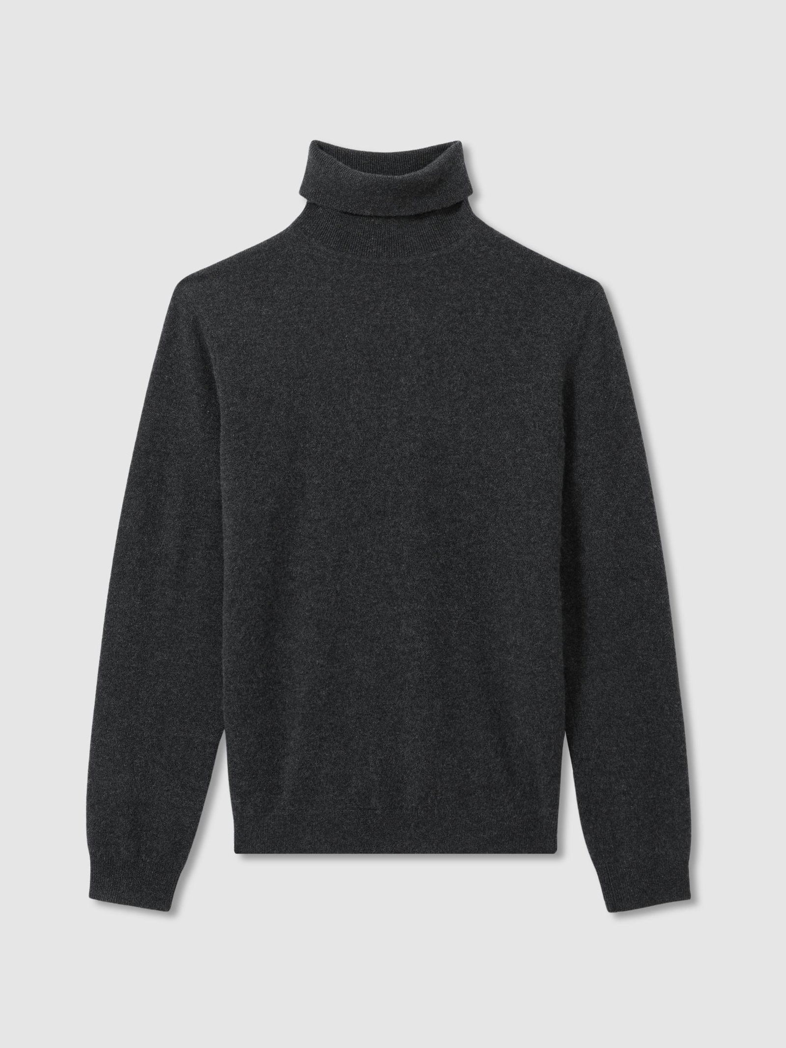 REISS Atelier Cashmere Roll Neck Jumper in Charcoal Melange | endource